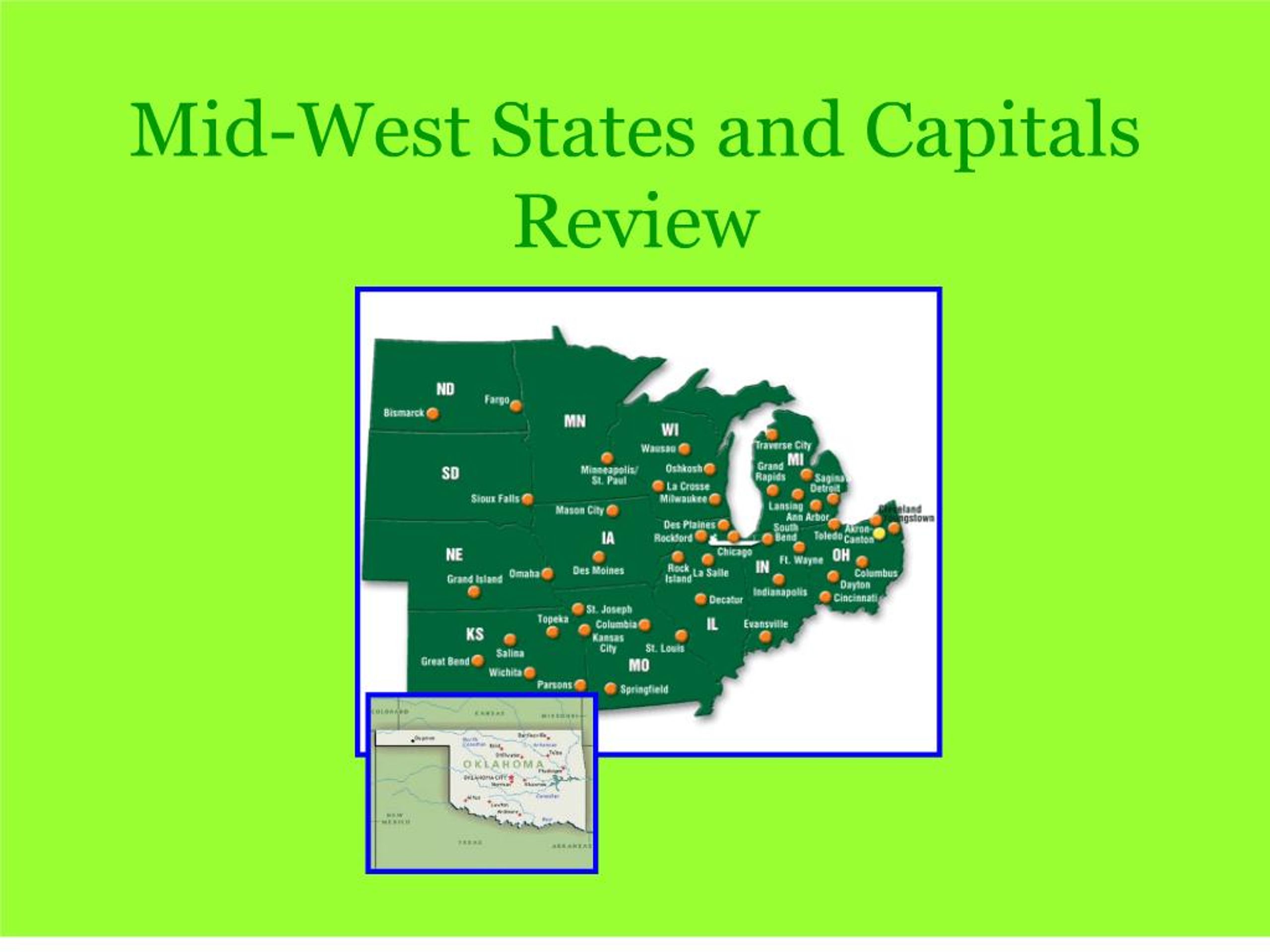 PPT - mid-west states and capitals review PowerPoint Presentation, free ...