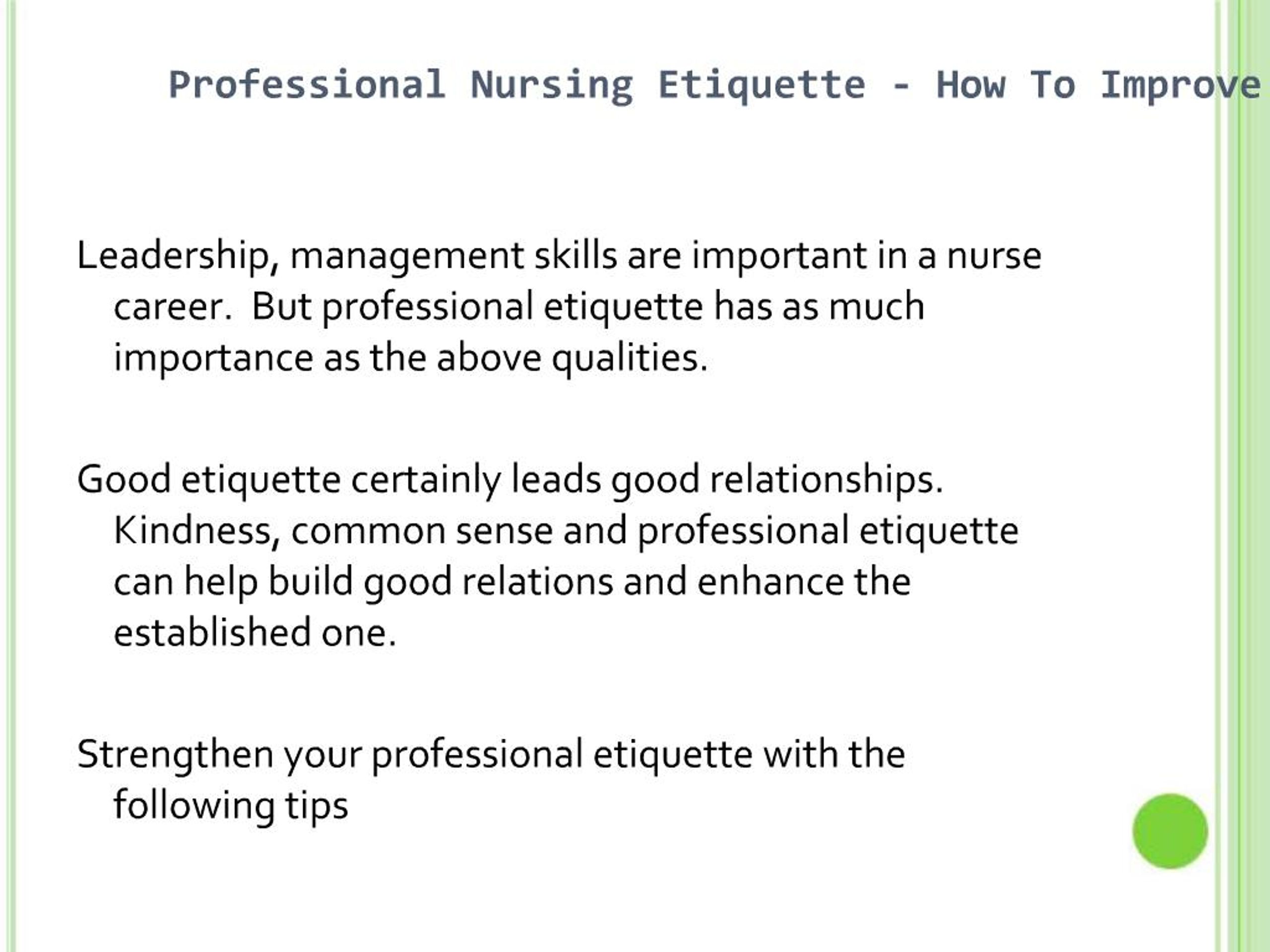 PPT - How To Improve Professional Nursing Etiquette PowerPoint ...