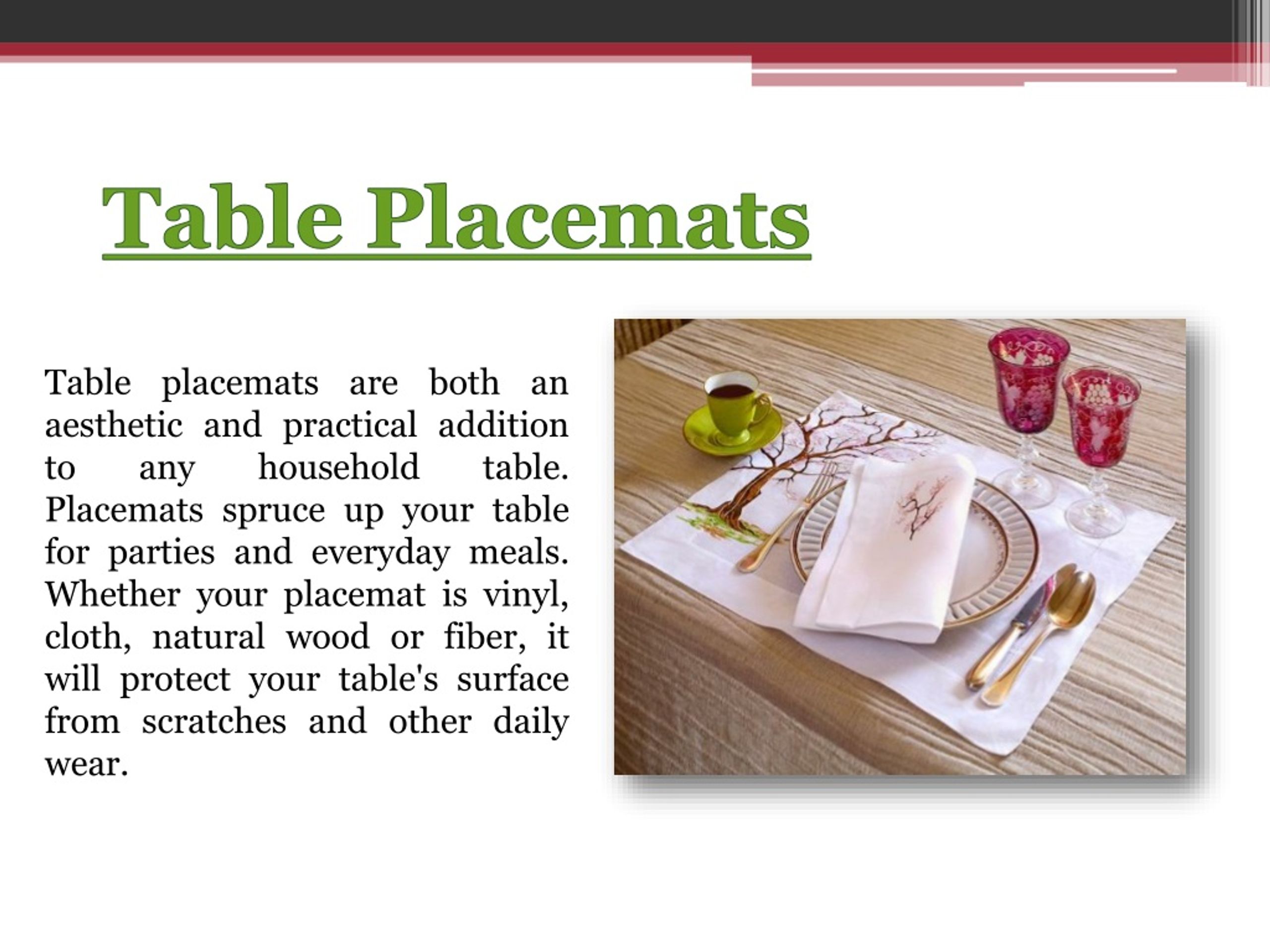 PPT - Table Placemats PowerPoint Presentation, free download - ID:1495711