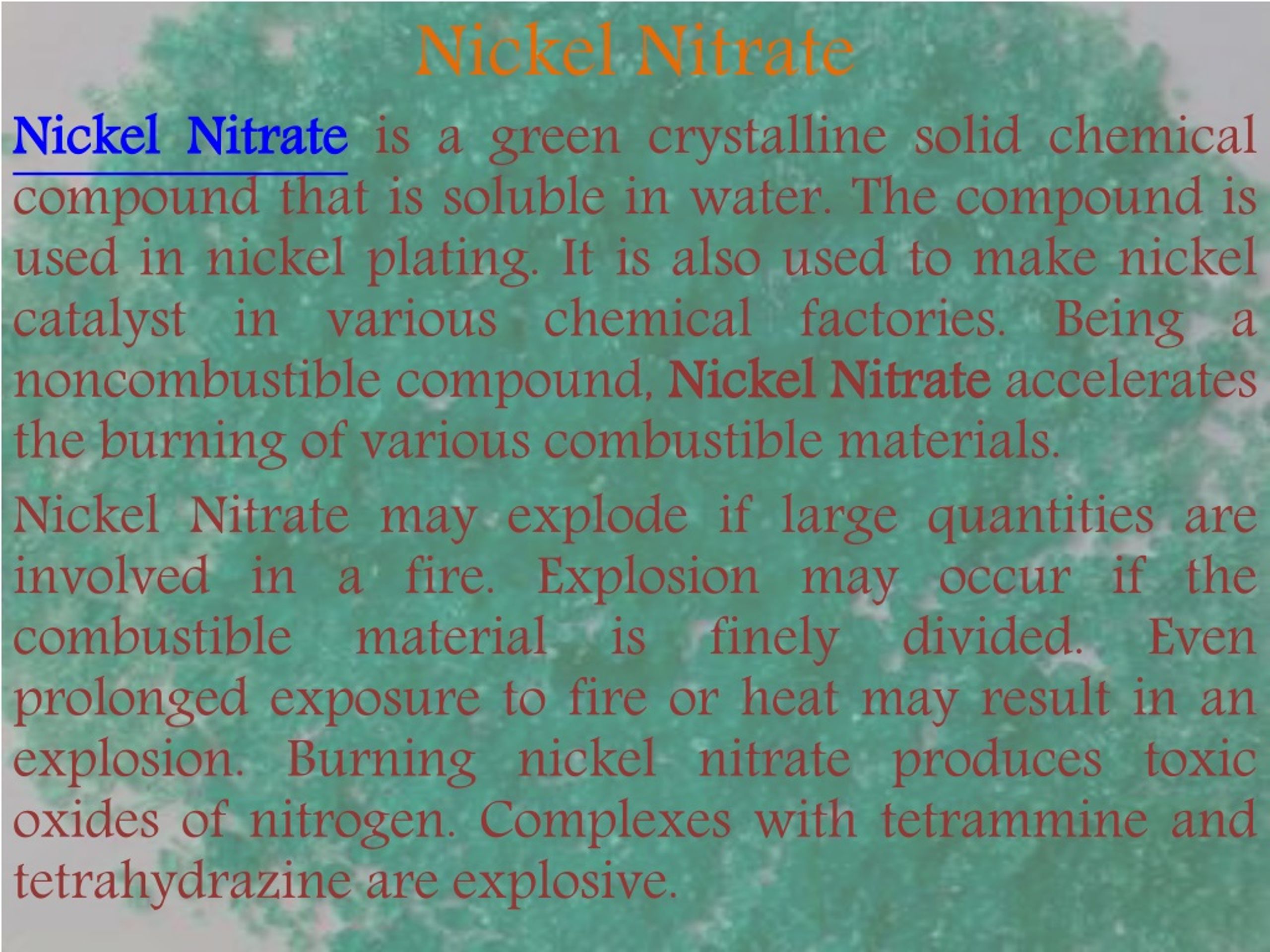 PPT - Nickel Nitrate PowerPoint Presentation, free download - ID:1497226