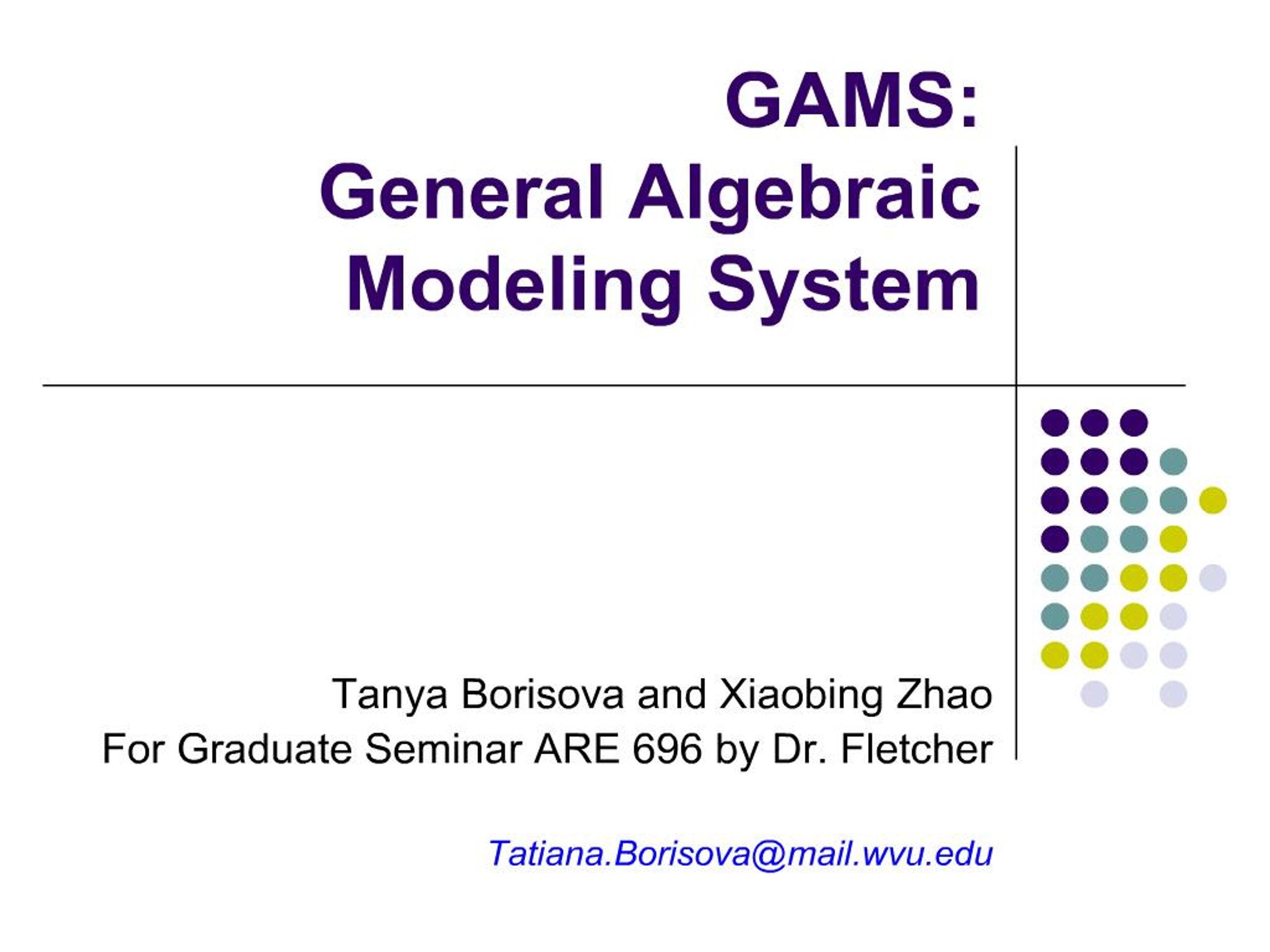 PPT - gams: general algebraic modeling system PowerPoint Presentation ...