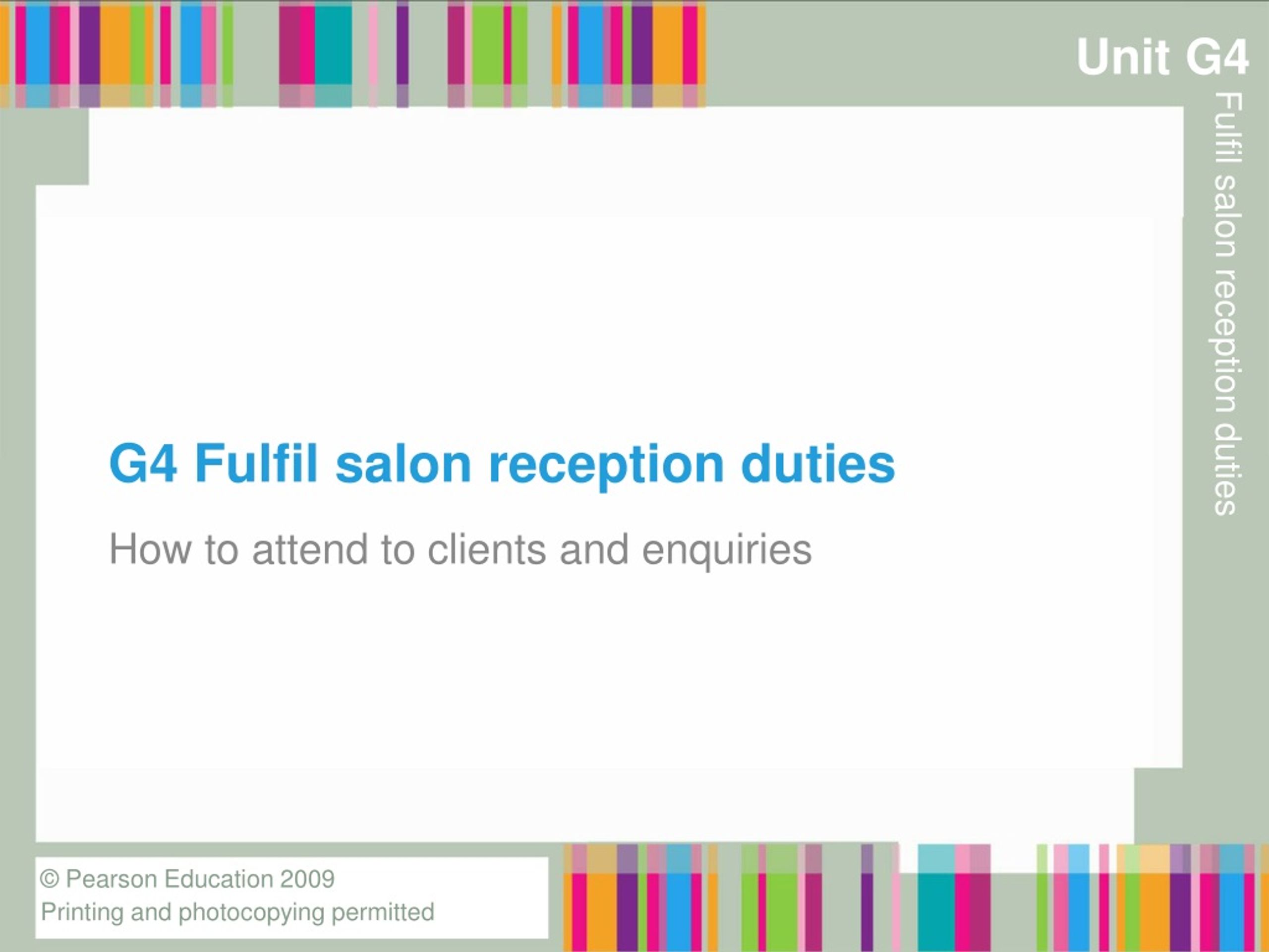 PPT - G4 Fulfil salon reception duties PowerPoint Presentation, free ...