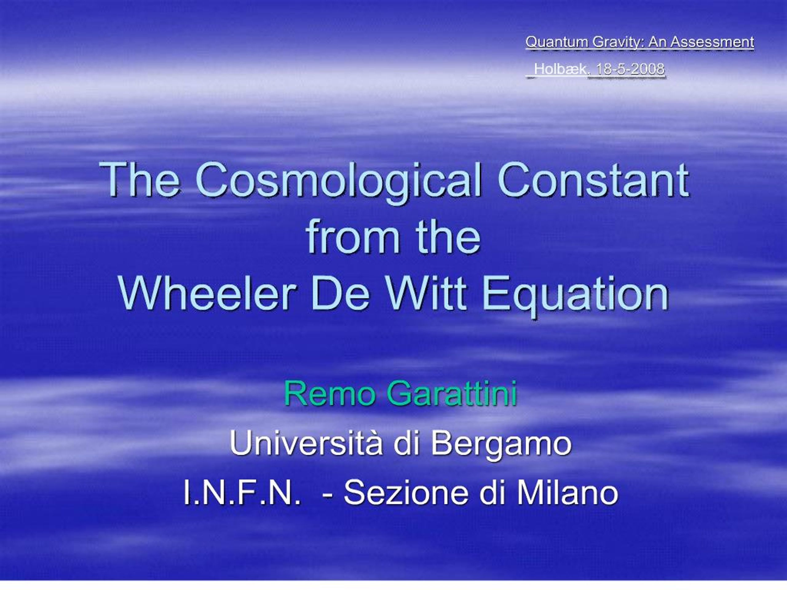 PPT - the cosmological constant from the wheeler de witt equation ...