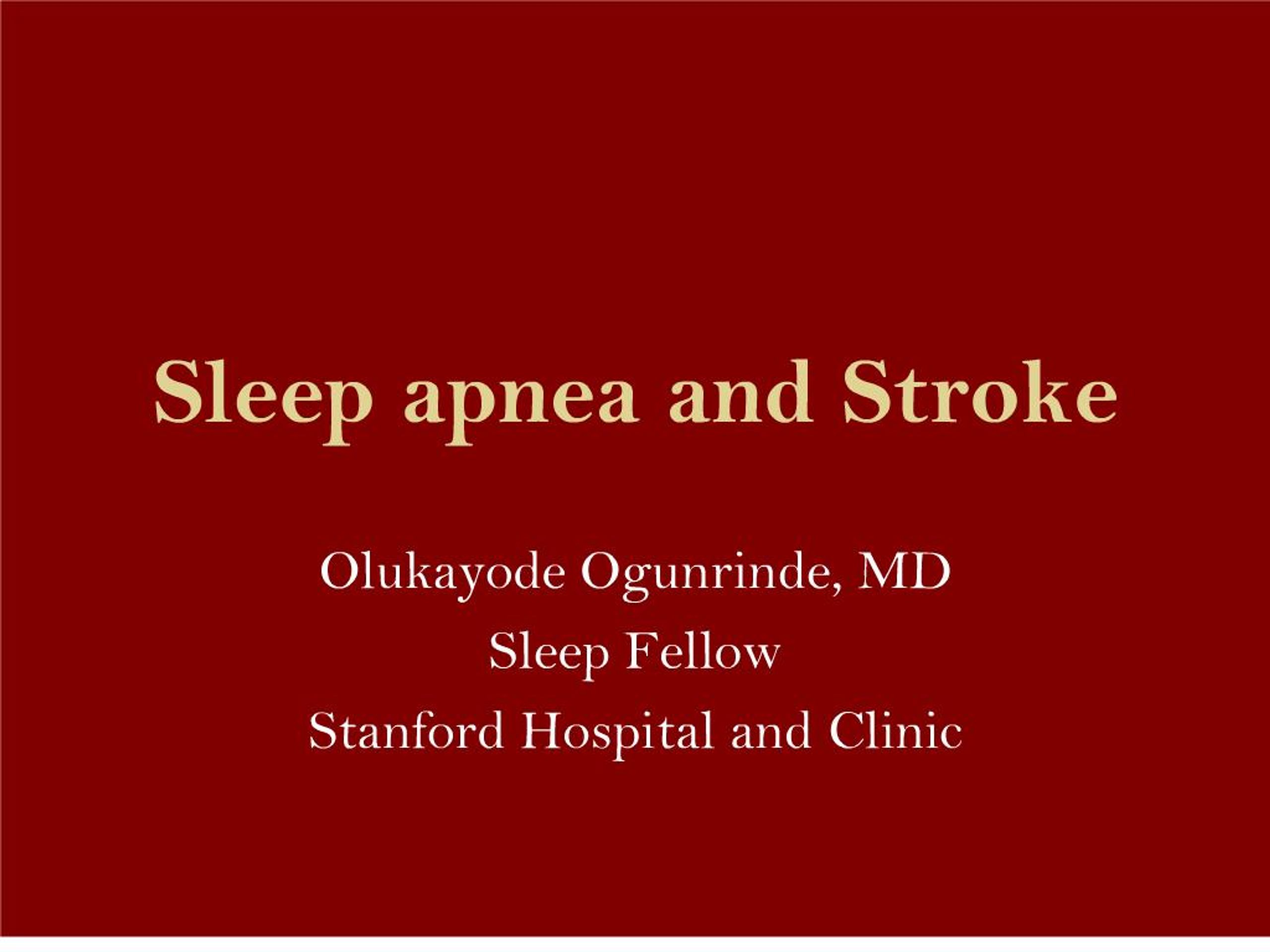 PPT - sleep apnea and stroke PowerPoint Presentation, free download ...