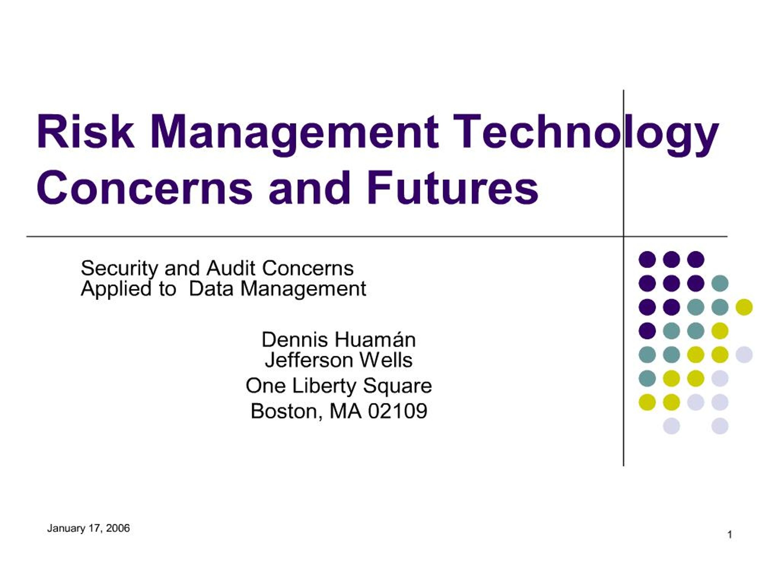 PPT - risk management technology concerns and futures PowerPoint ...