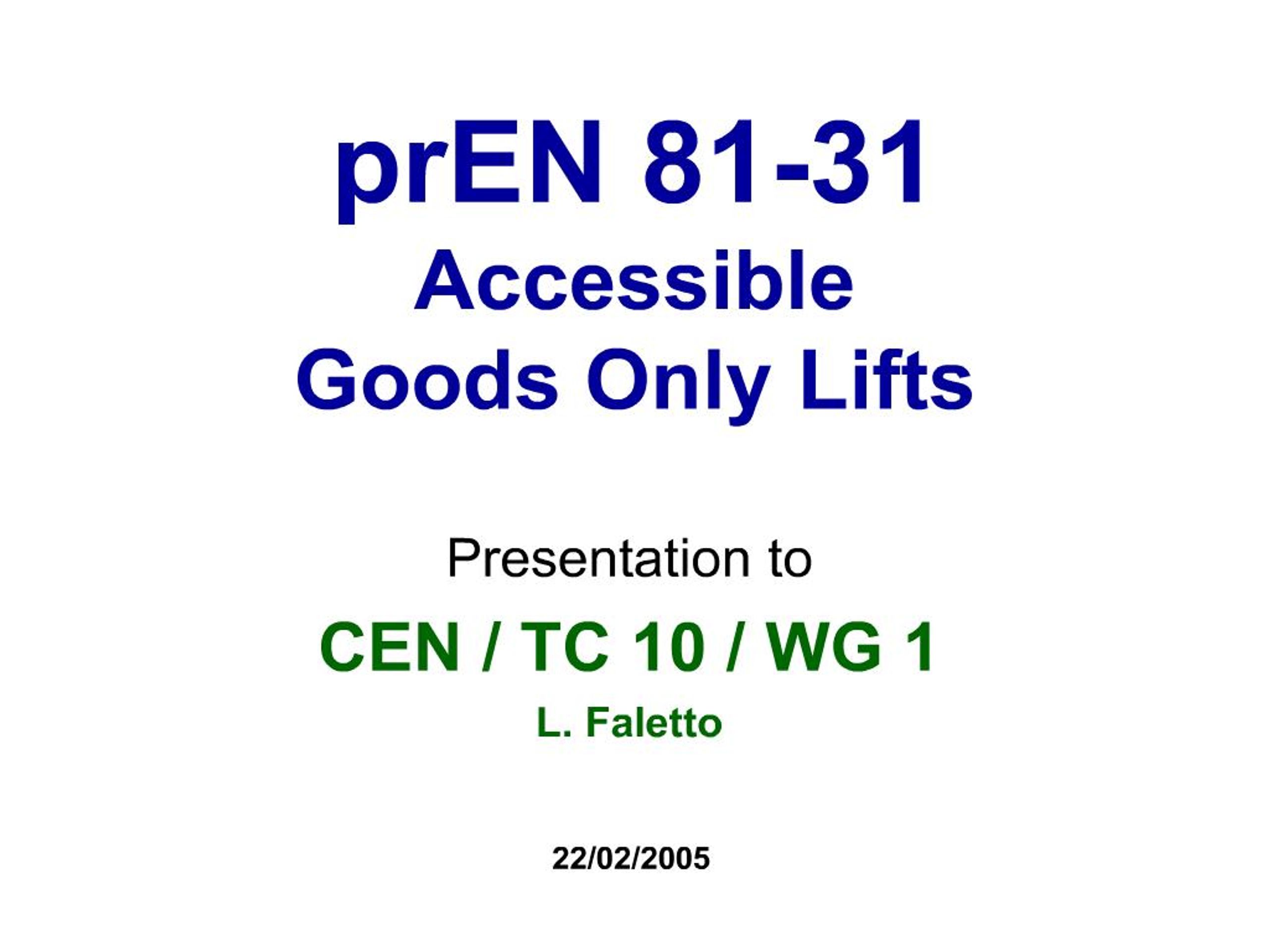 PPT - pren 81-31 accessible goods only lifts PowerPoint Presentation ...