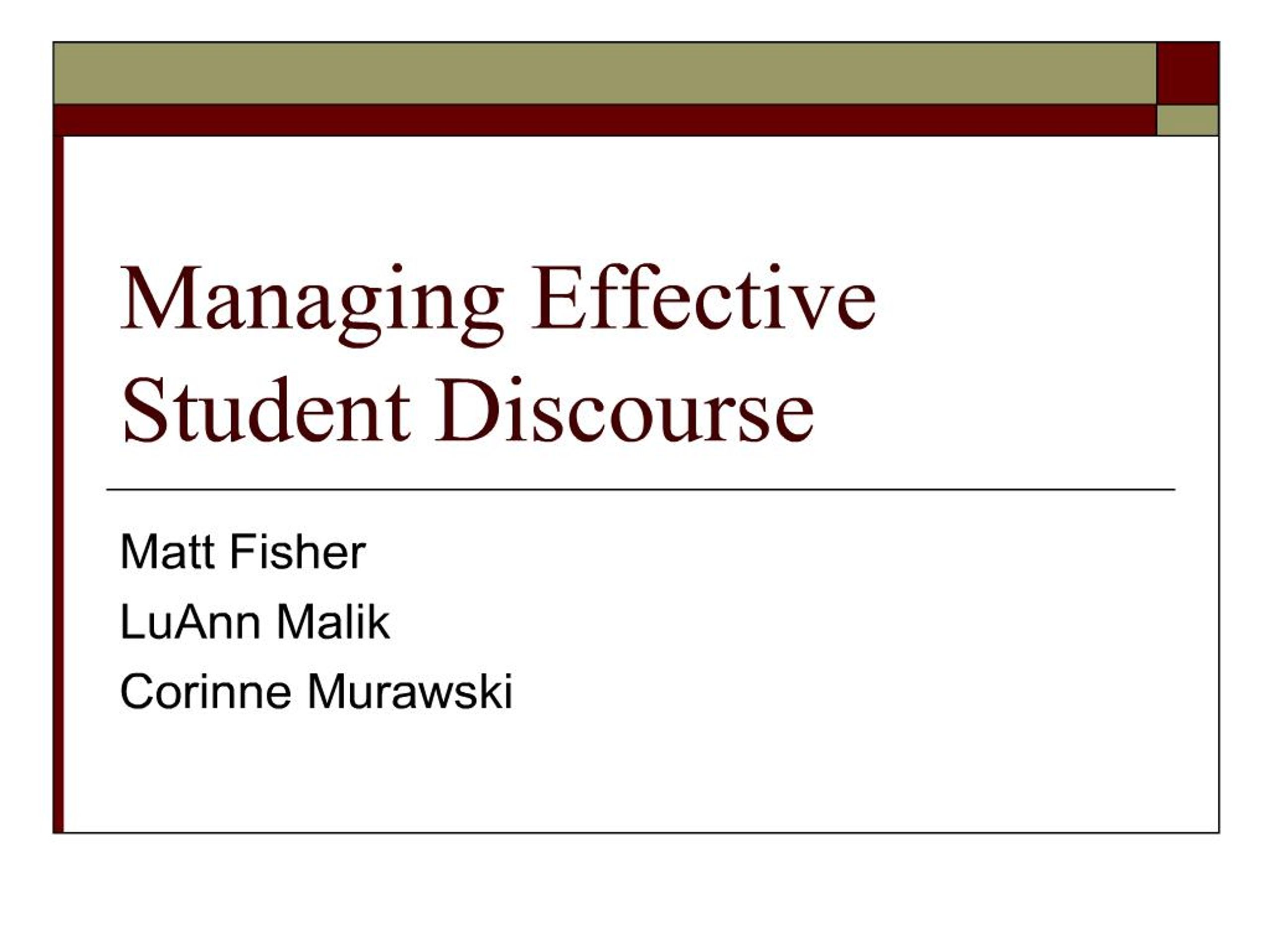 PPT - Managing Effective Student Discourse PowerPoint Presentation ...