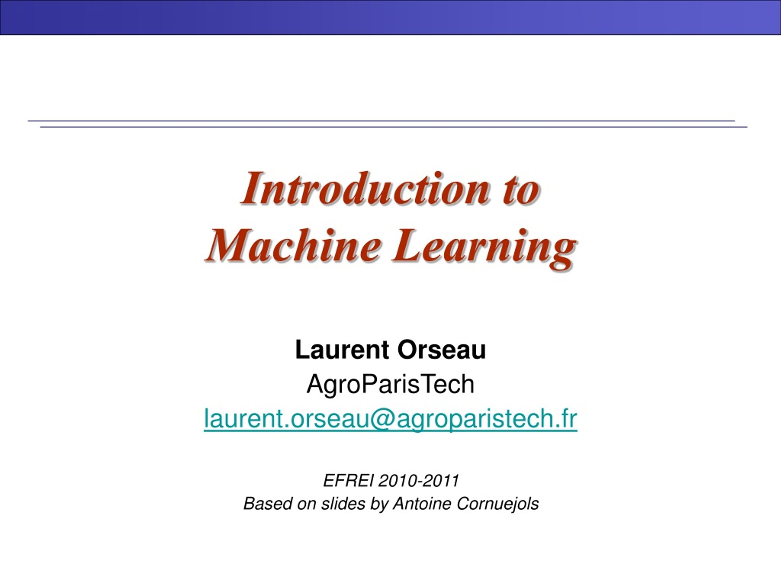 PPT - Introduction to Machine Learning PowerPoint Presentation, free ...