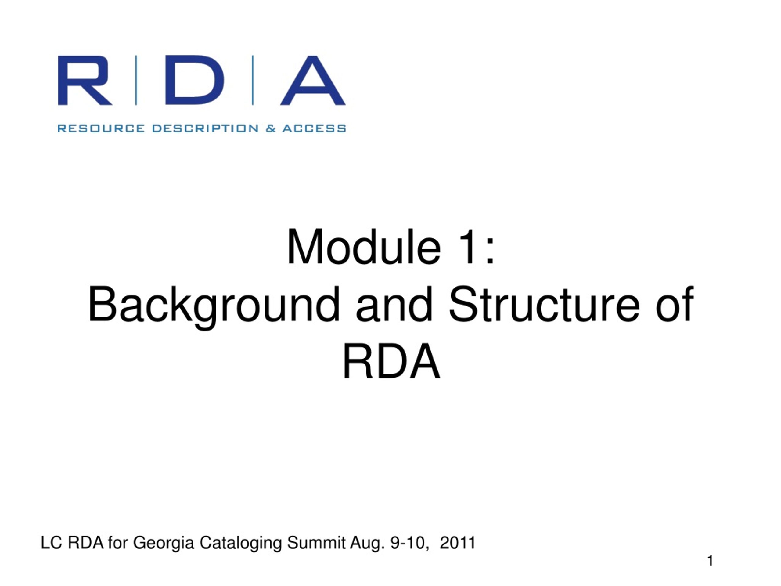 PPT - Module 1: Background and Structure of RDA PowerPoint Presentation ...