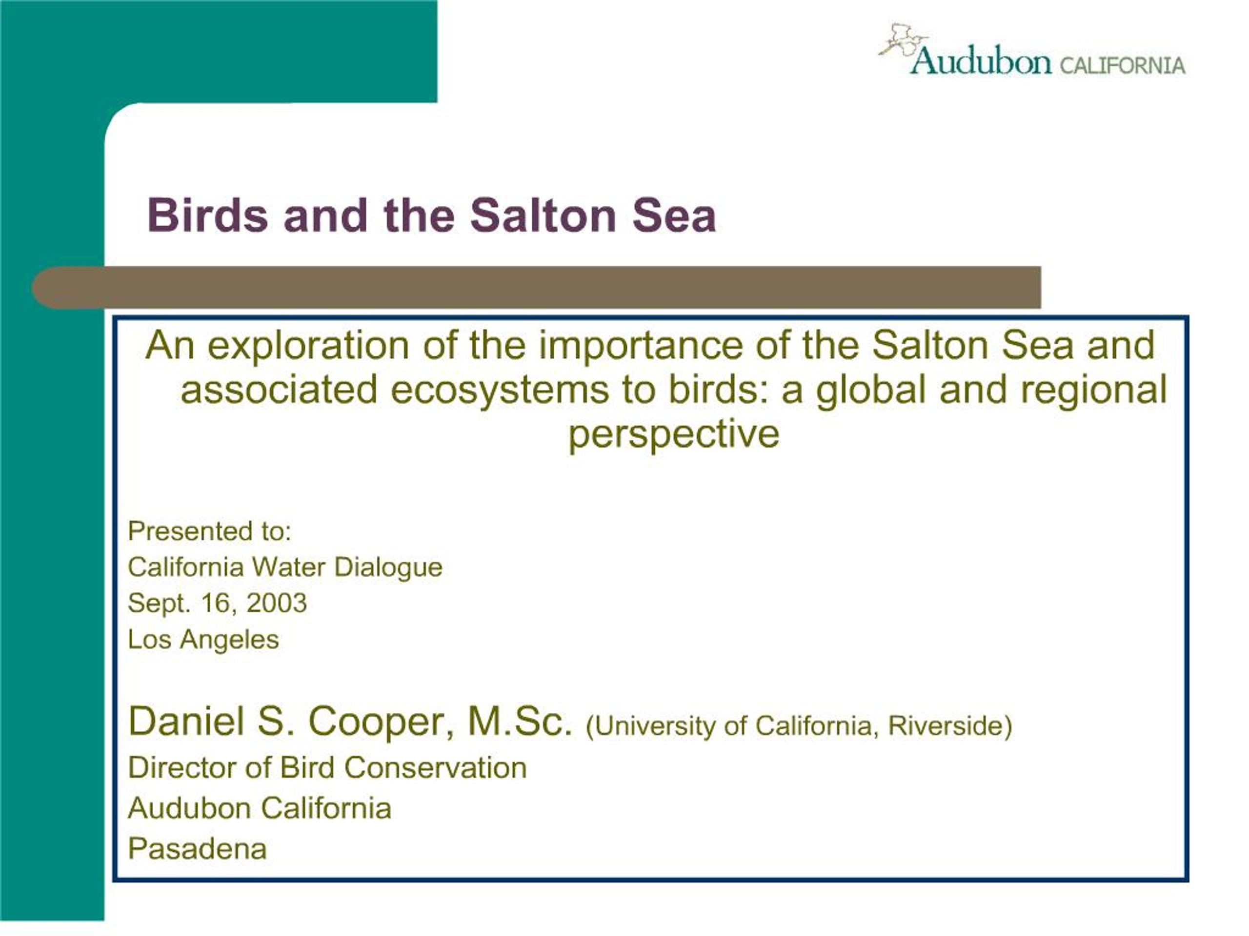 PPT - Birds and the Salton Sea PowerPoint Presentation, free download ...