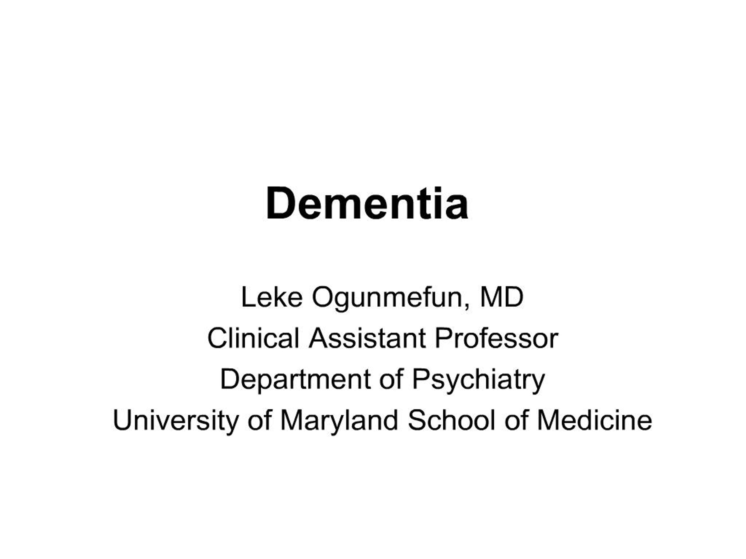 PPT - Dementia PowerPoint Presentation, free download - ID:191050
