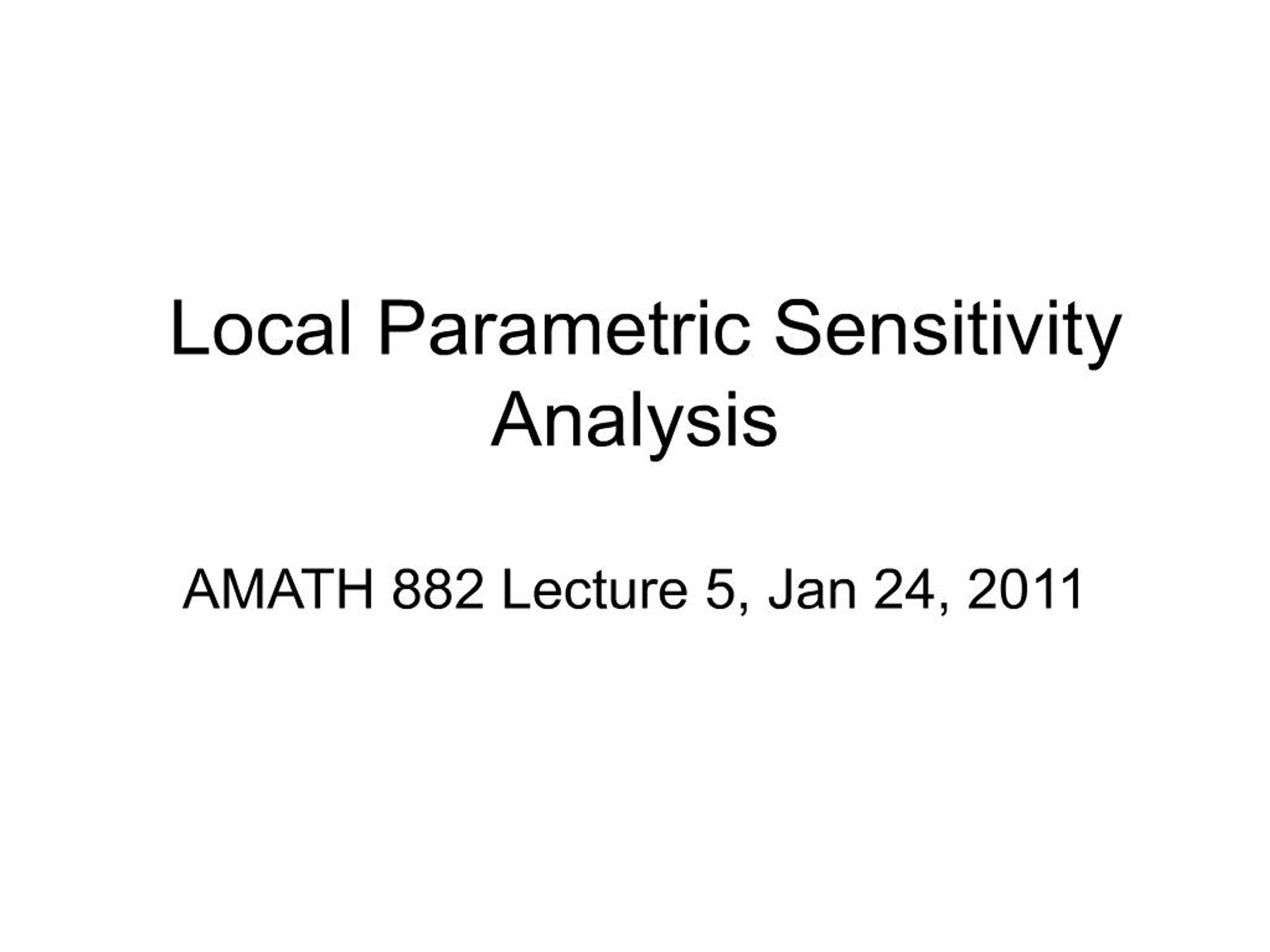PPT - Parametric Sensitivity Analysis PowerPoint Presentation, free ...