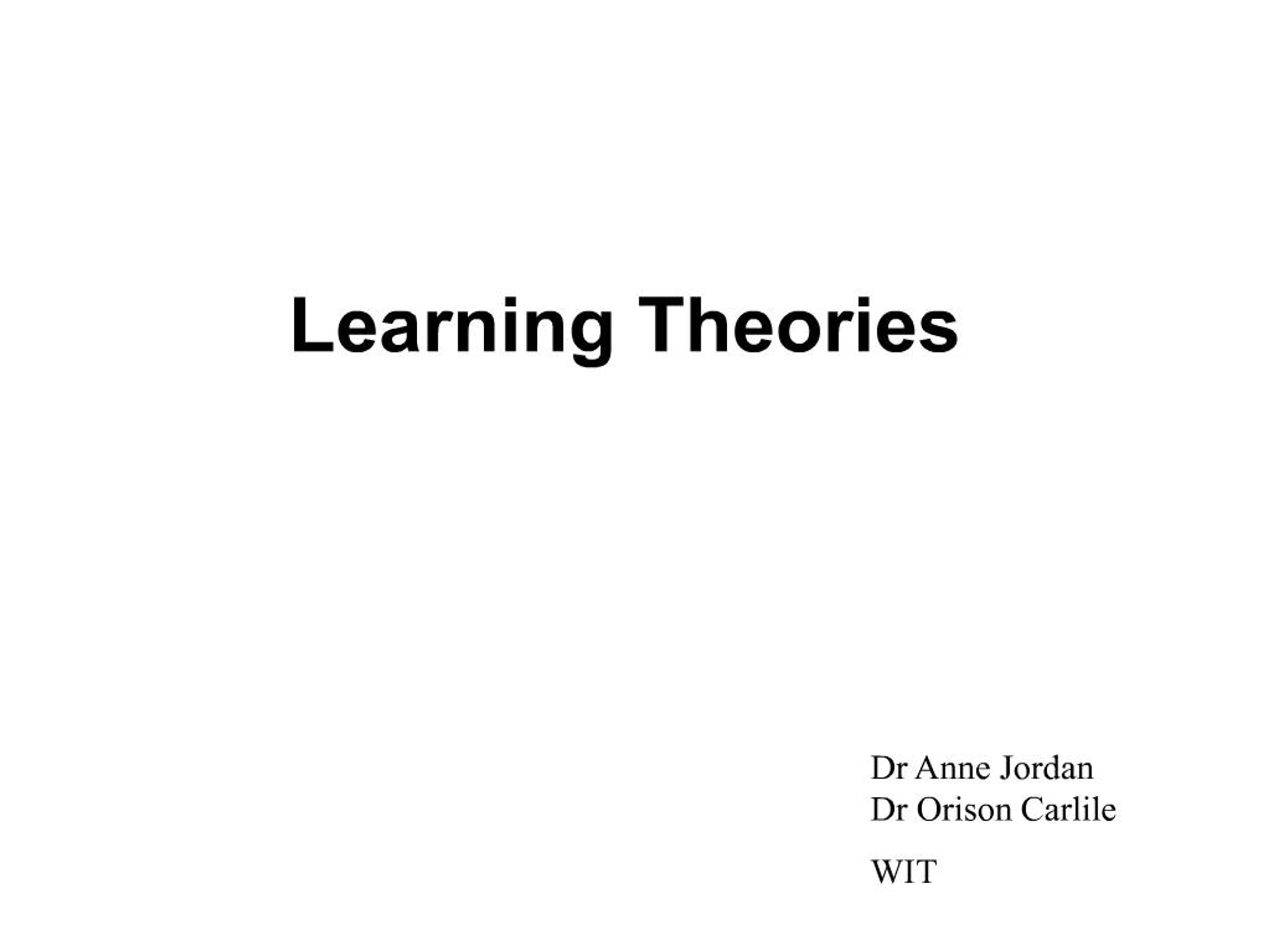 PPT - Learning Theories PowerPoint Presentation, free download - ID:212679