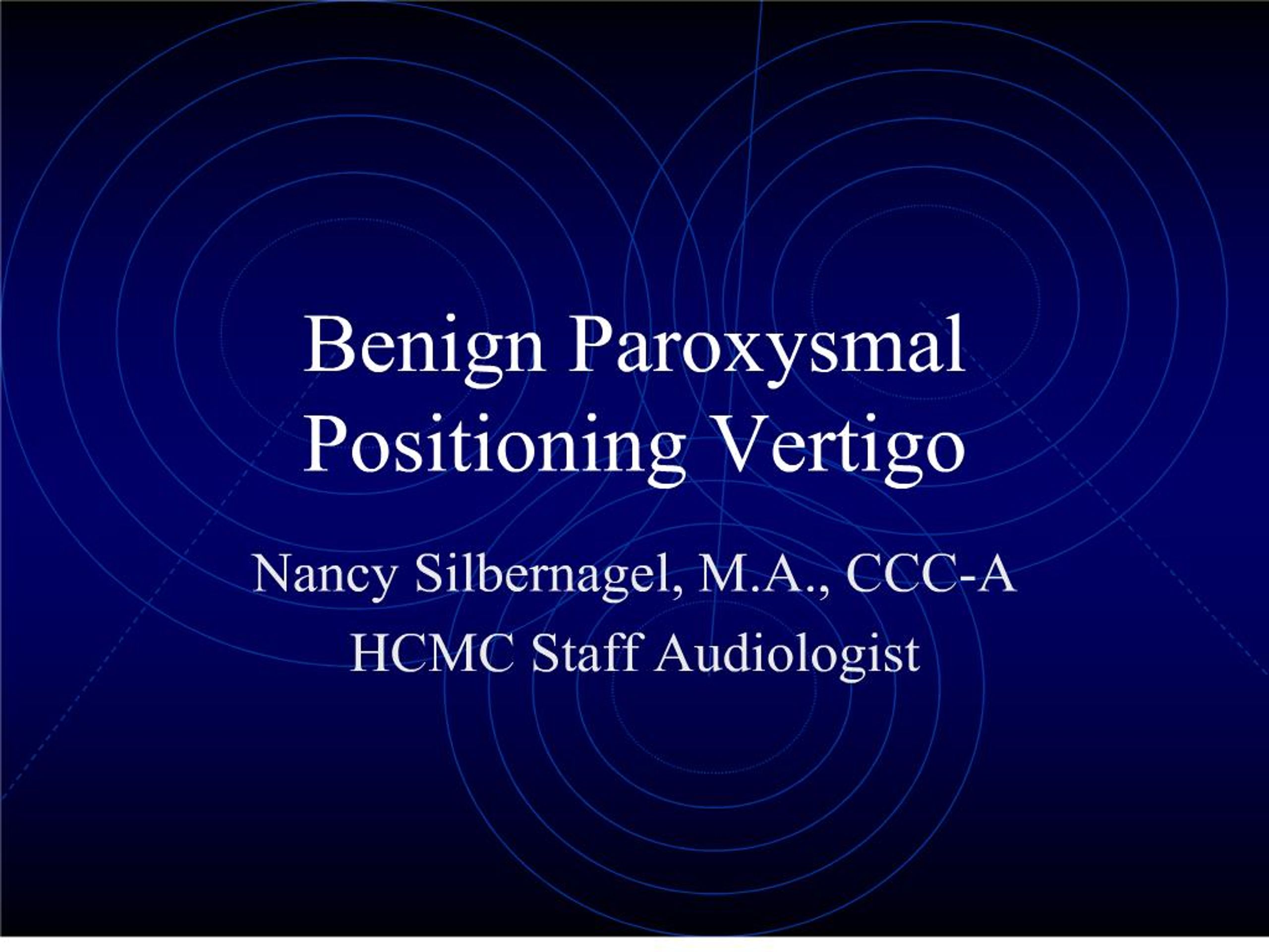 PPT - Benign Paroxysmal Positioning Vertigo PowerPoint Presentation ...