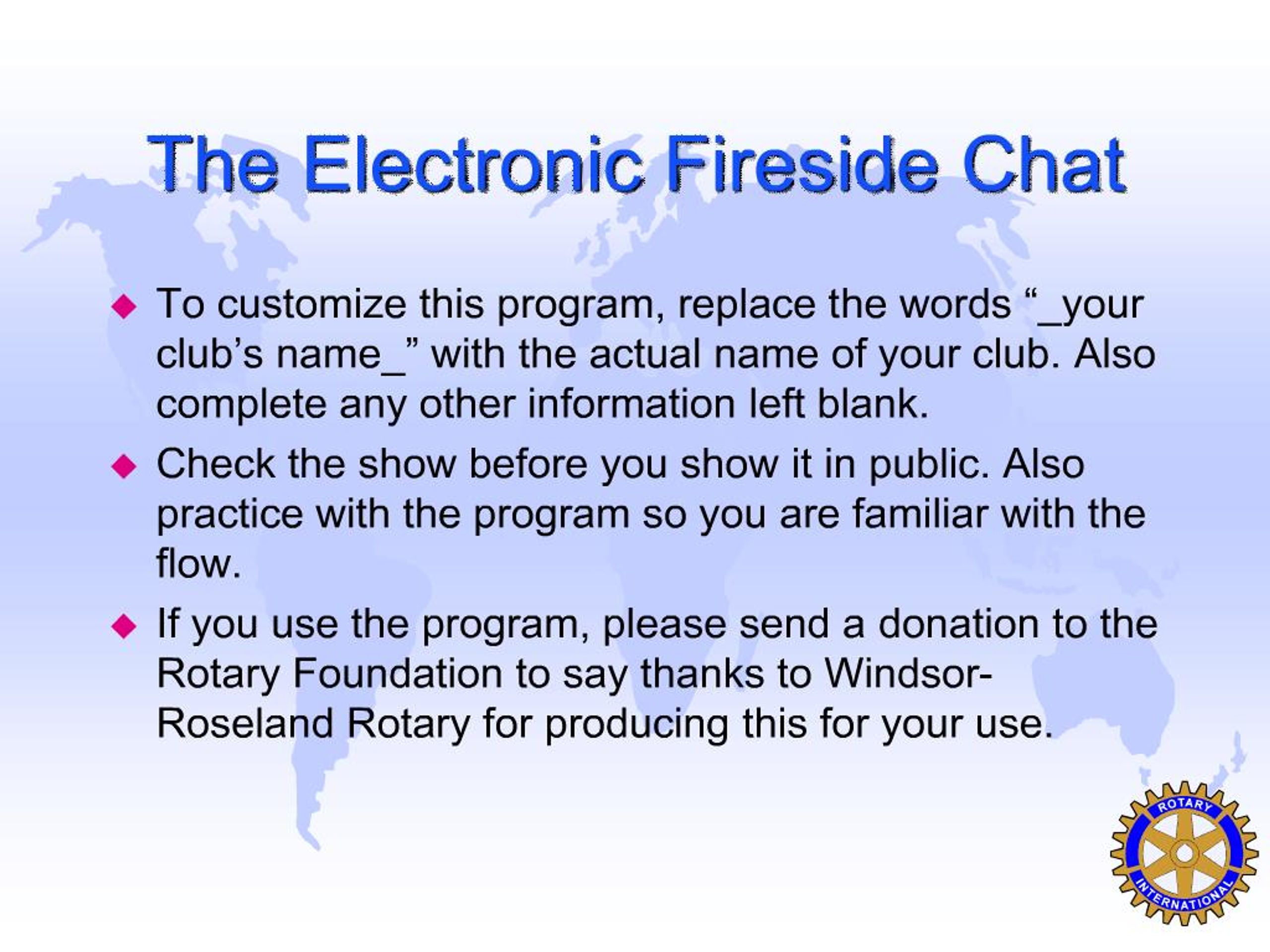 PPT - The Electronic Fireside Chat PowerPoint Presentation, free ...