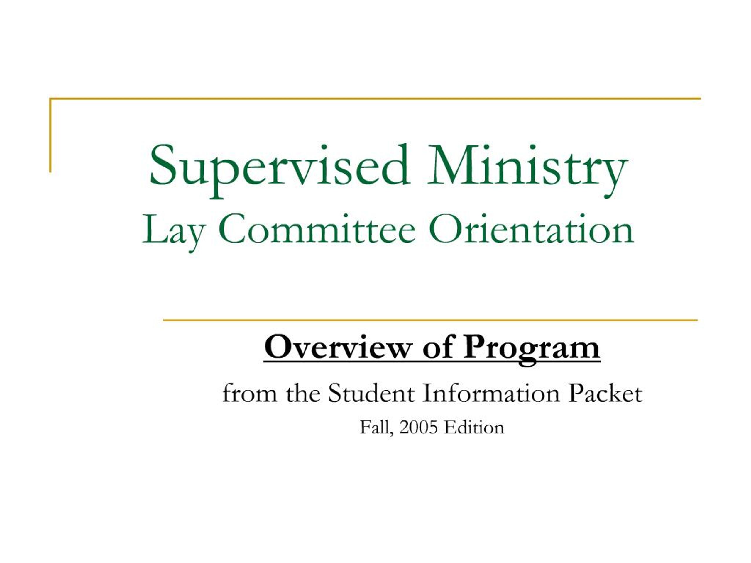 PPT - Supervised Ministry Lay Committee Orientation PowerPoint ...