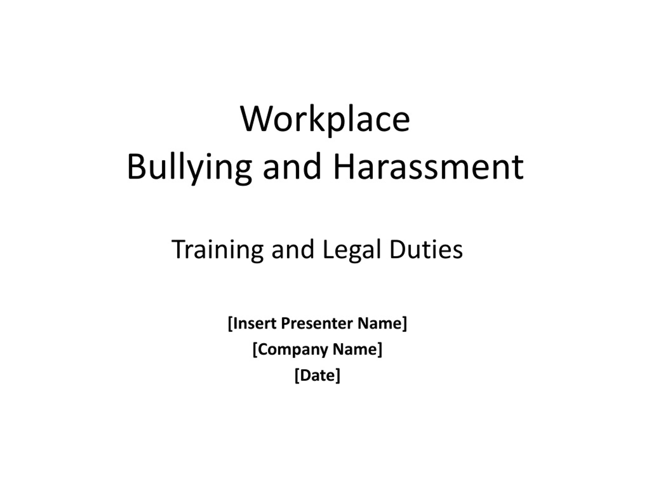PPT - Workplace Bullying and Harassment PowerPoint Presentation, free ...