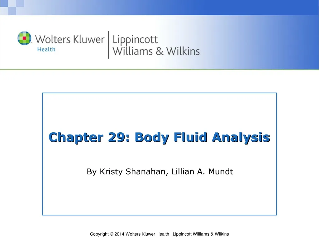 PPT Chapter 29 Body Fluid Analysis PowerPoint Presentation Free