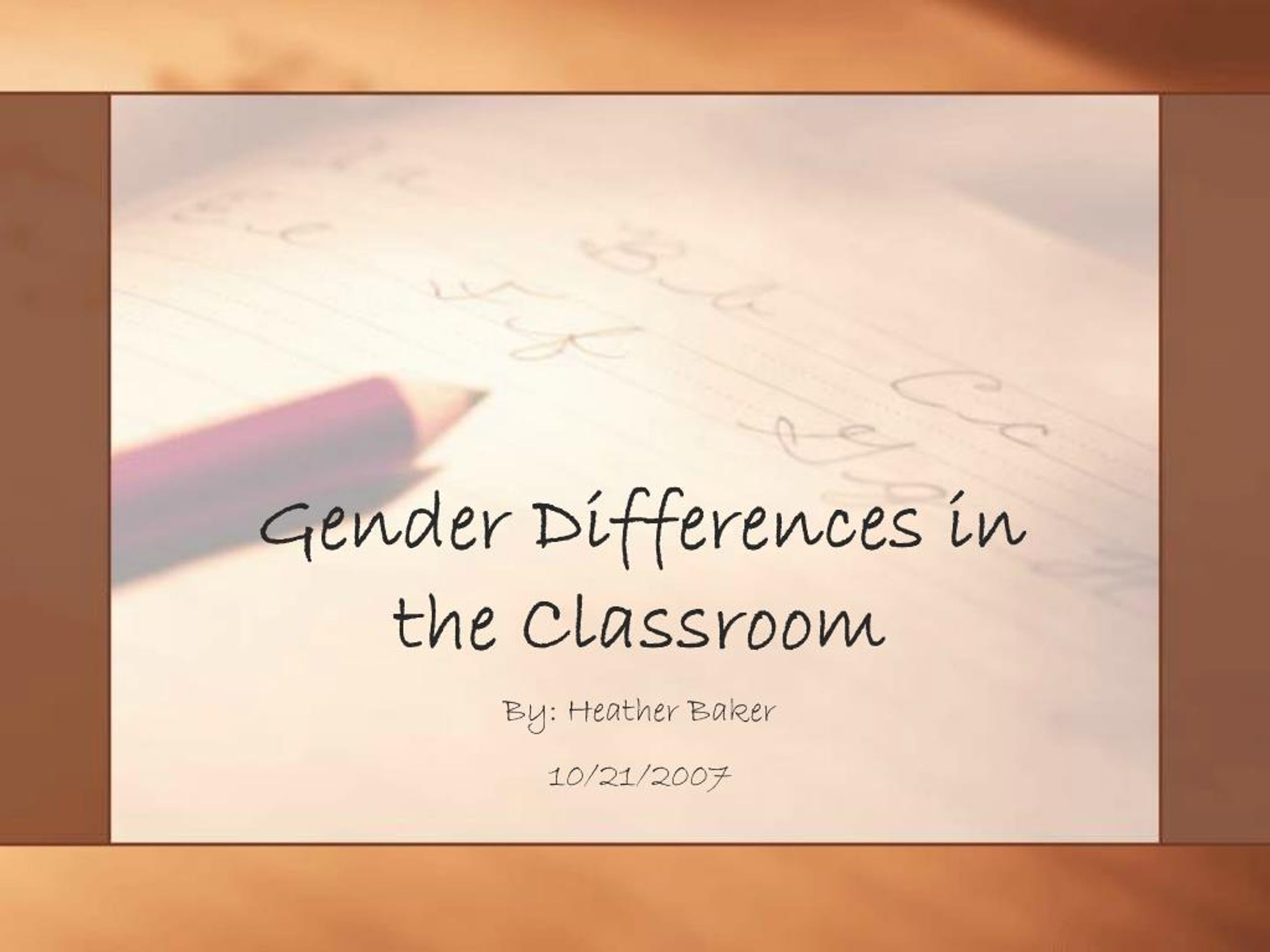 PPT - Gender Differences in the Classroom PowerPoint Presentation, free ...
