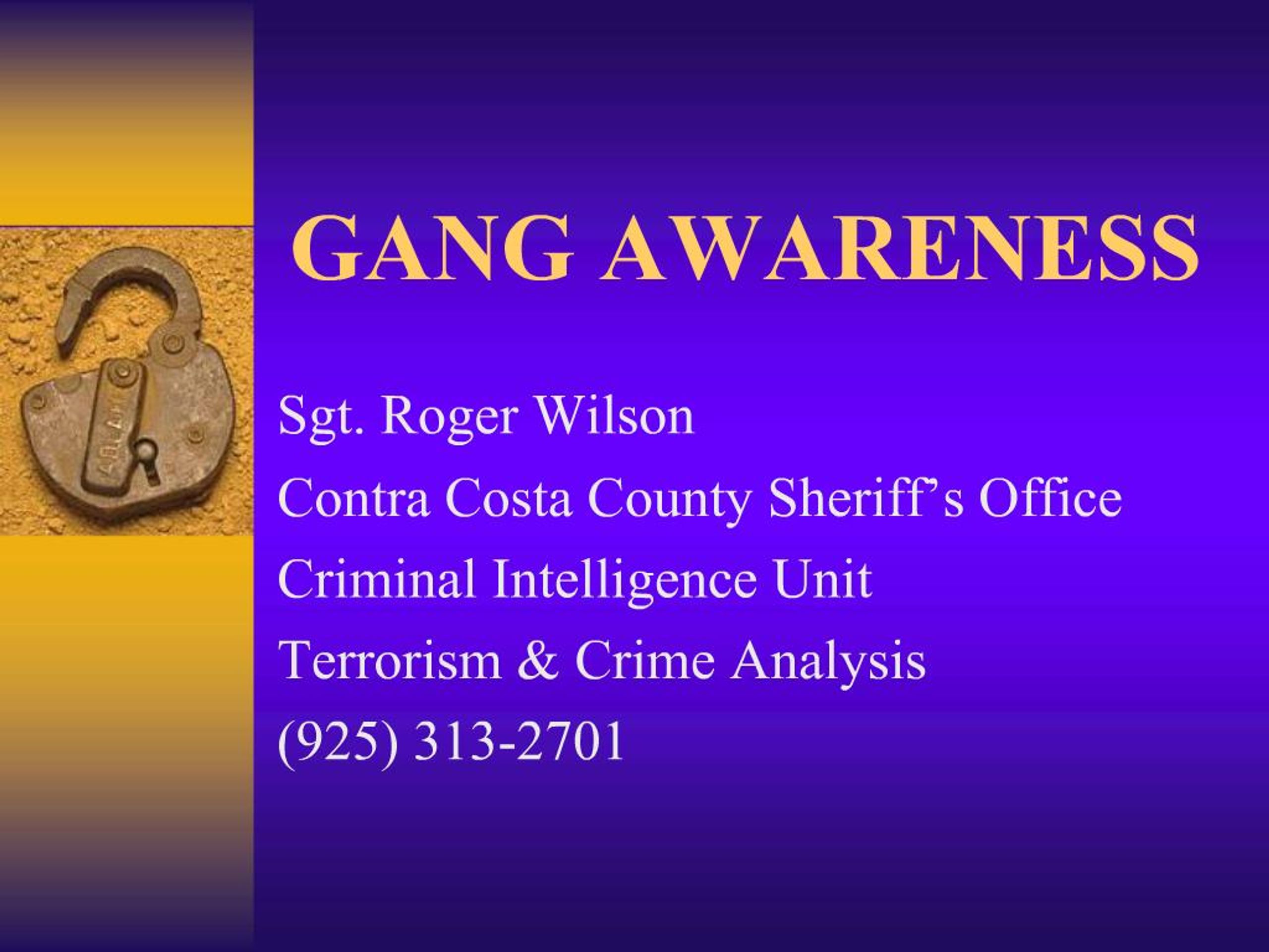 PPT - GANG AWARENESS PowerPoint Presentation, free download - ID:237801