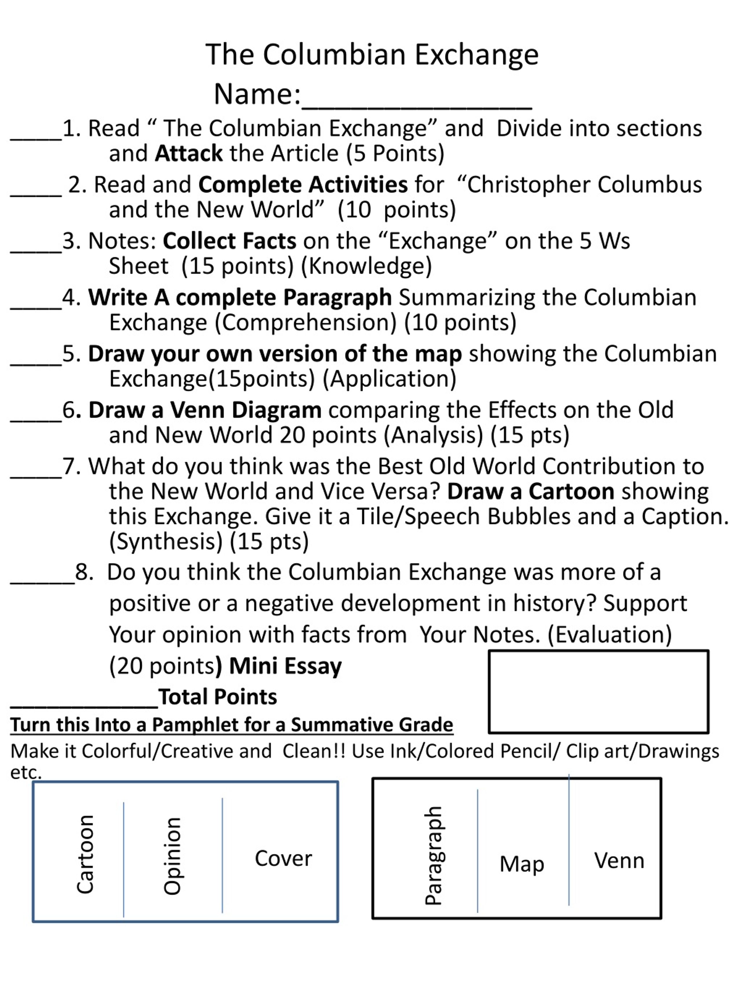 PPT - The Columbian Exchange Name:______________ PowerPoint ...