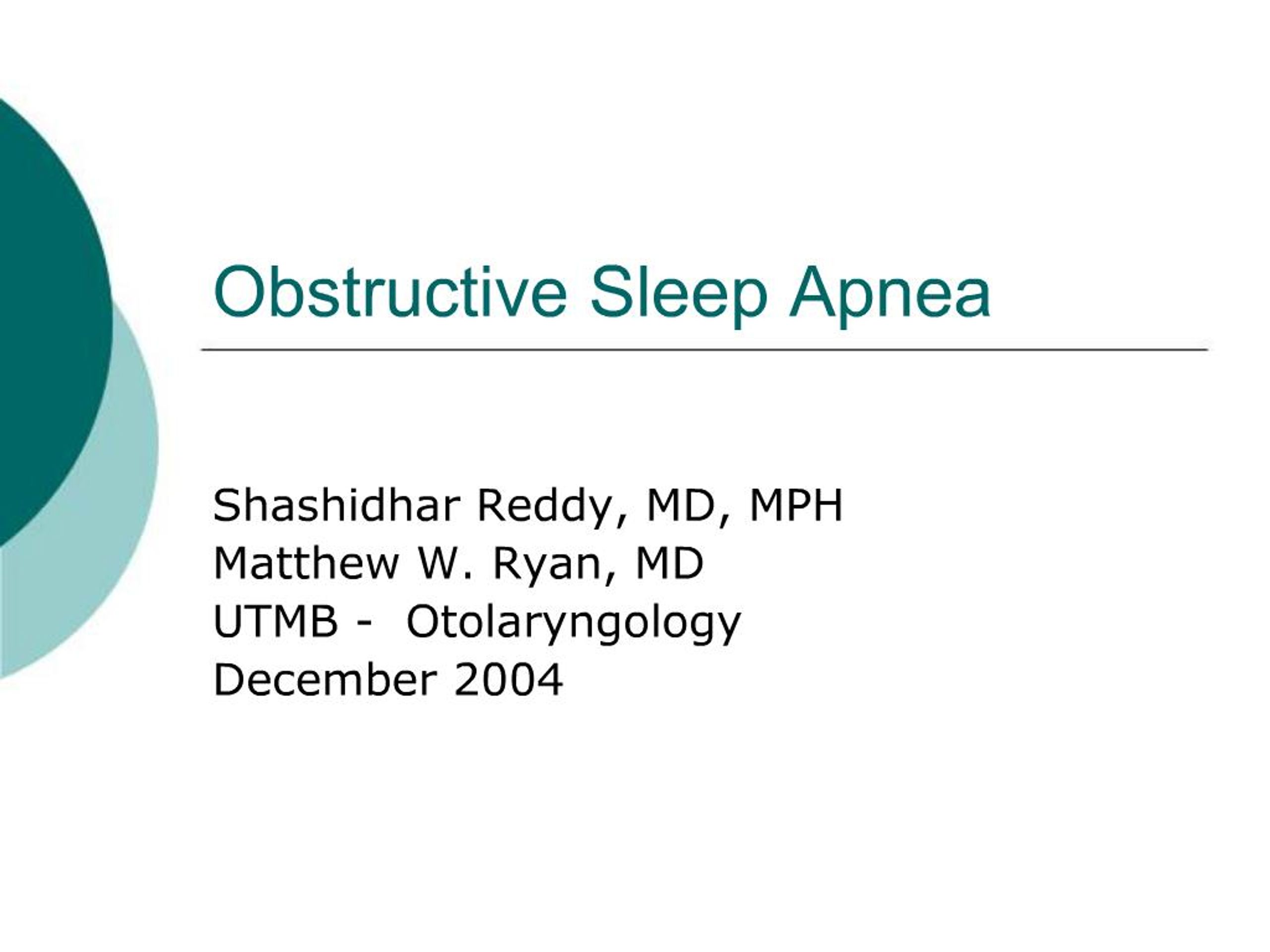 PPT - Obstructive Sleep Apnea PowerPoint Presentation, free download ...