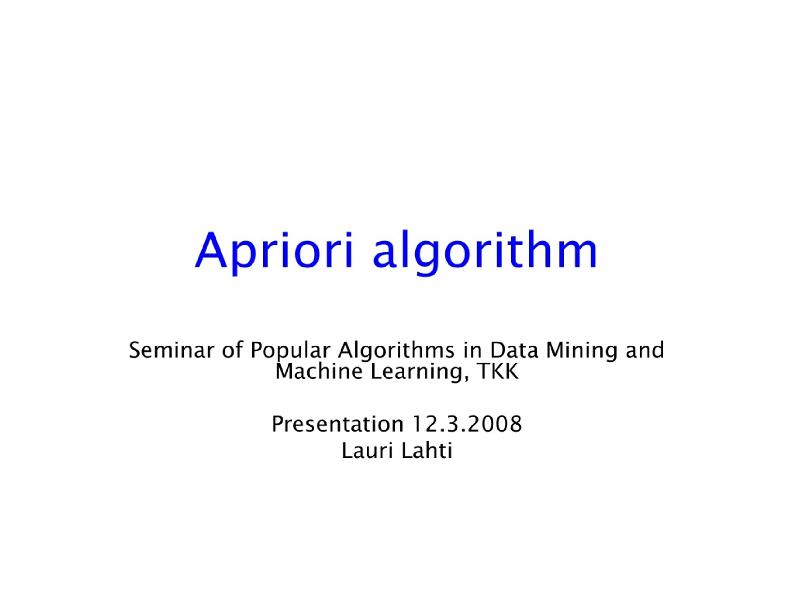 PPT - Apriori algorithm PowerPoint Presentation, free download - ID:247857