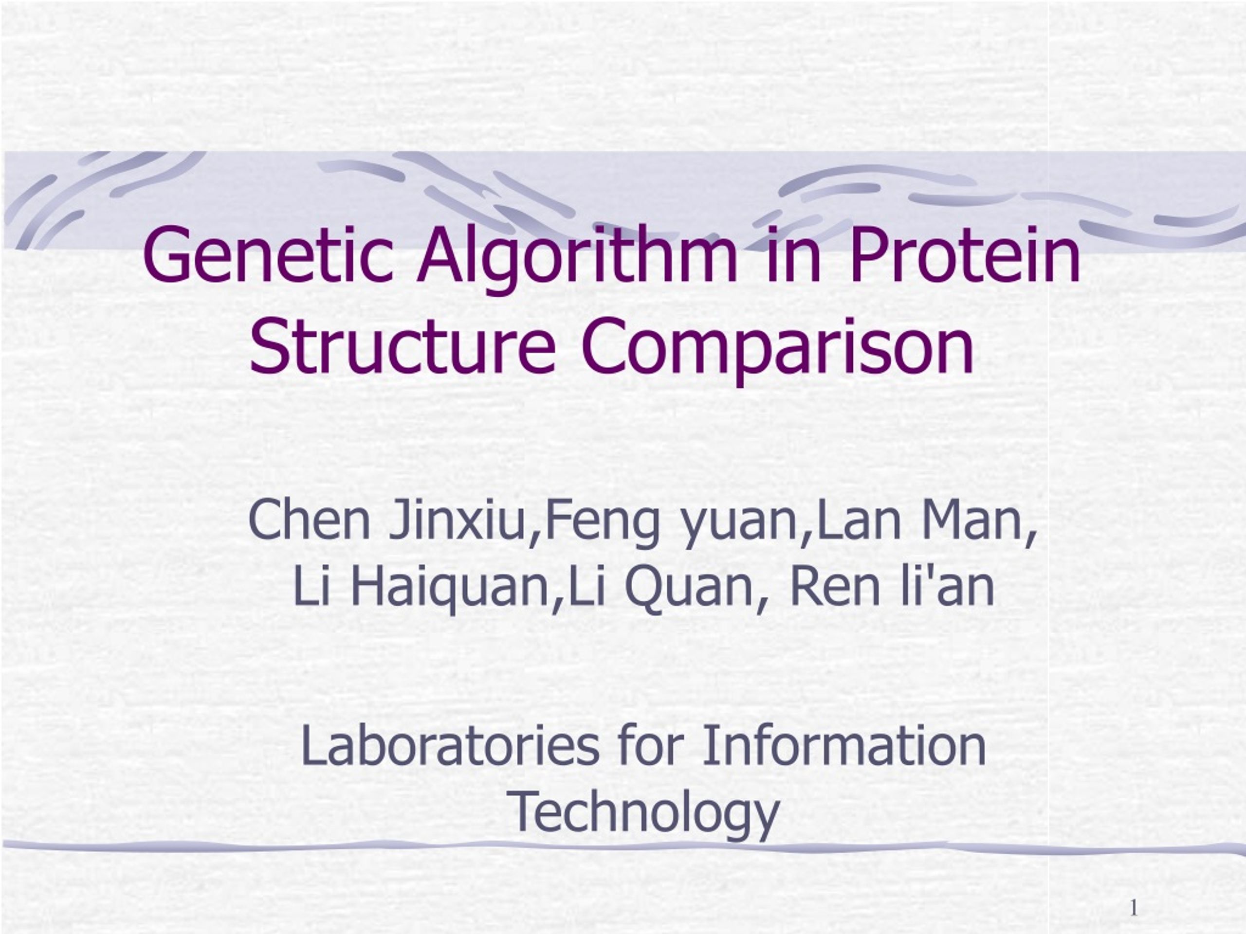 PPT - Genetic Algorithm in Protein Structure Comparison PowerPoint ...