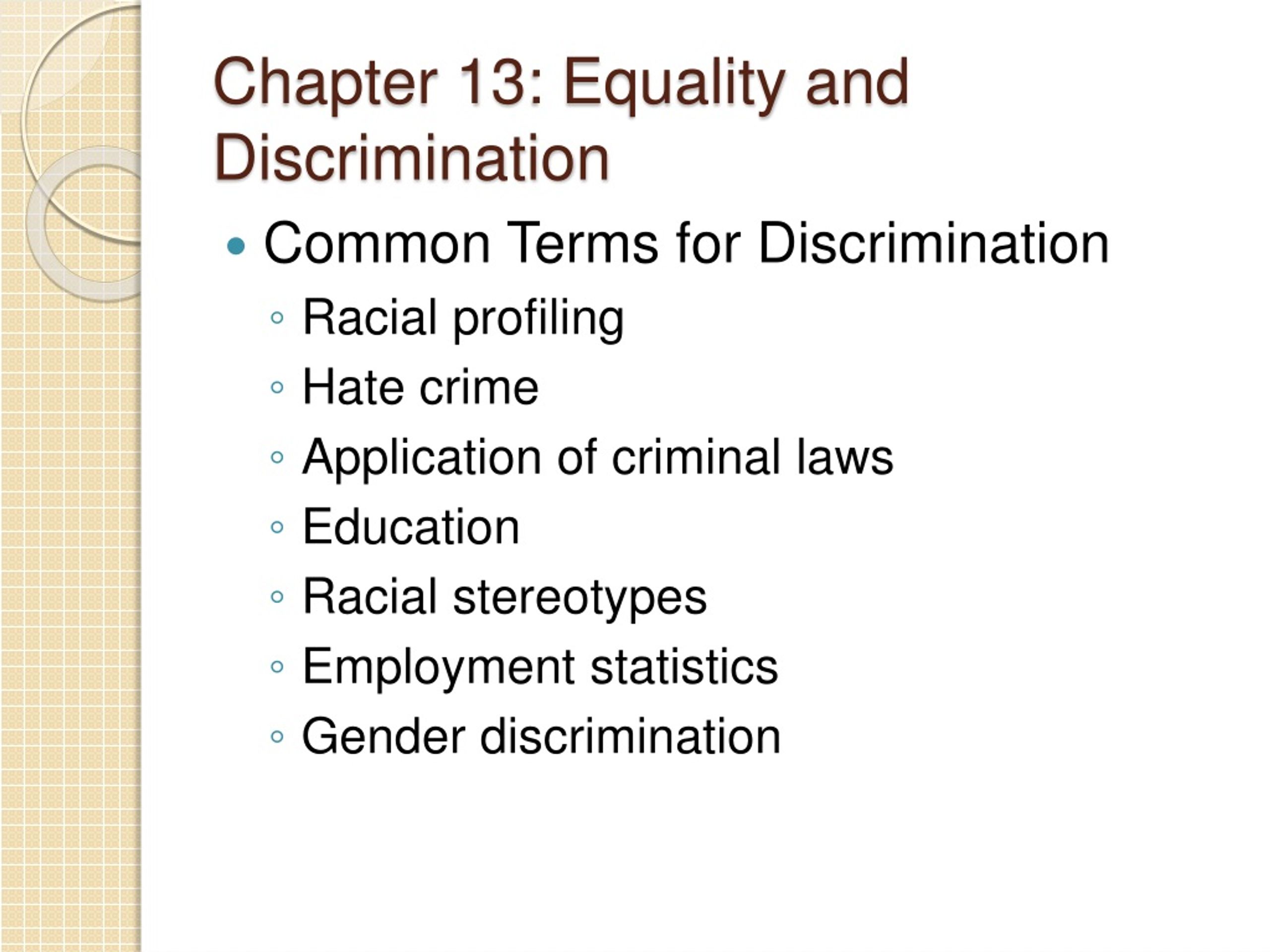 PPT - Chapter 13: Equality and Discrimination PowerPoint Presentation ...