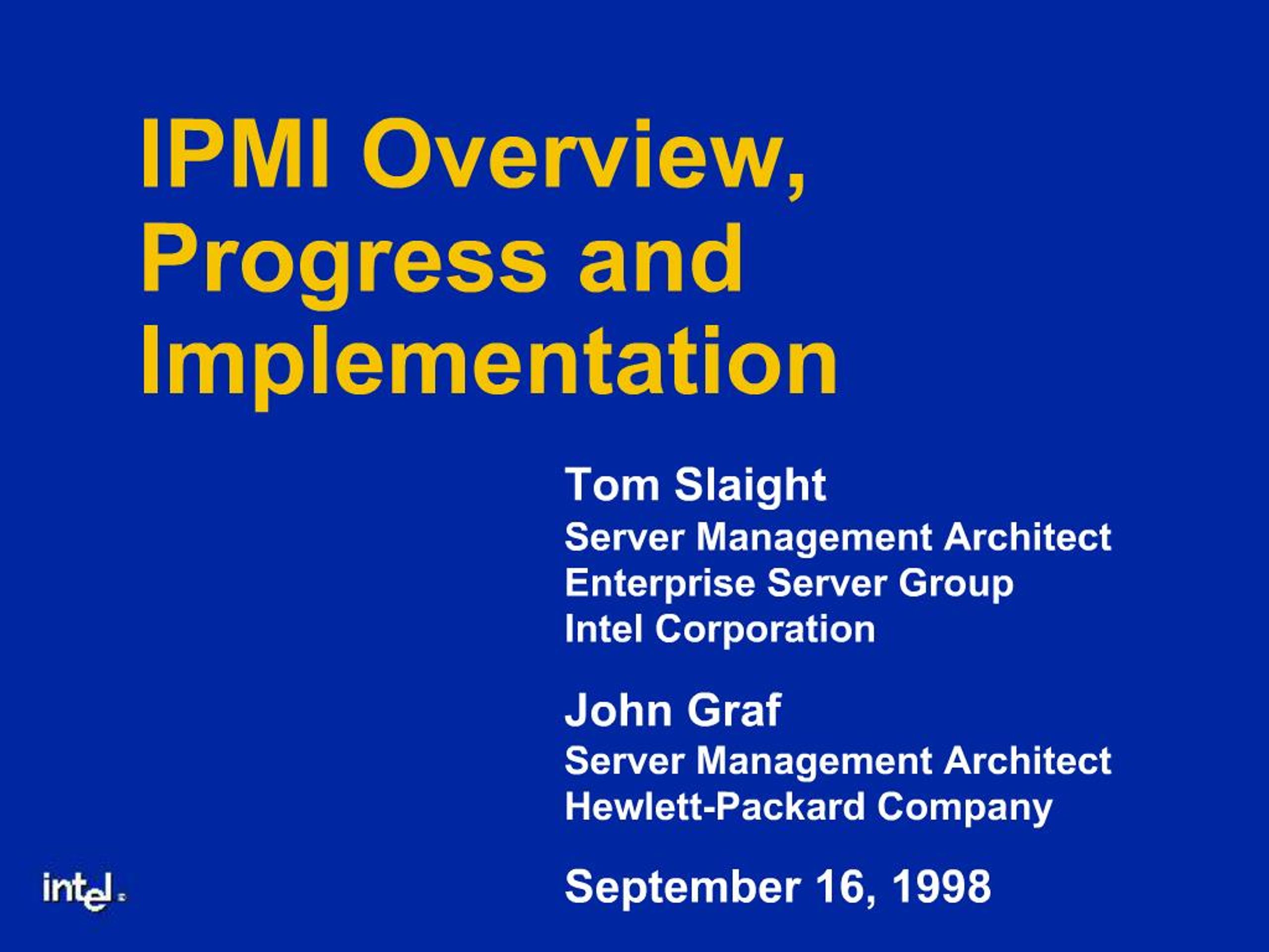 PPT - IPMI Overview, Progress and Implementation PowerPoint ...