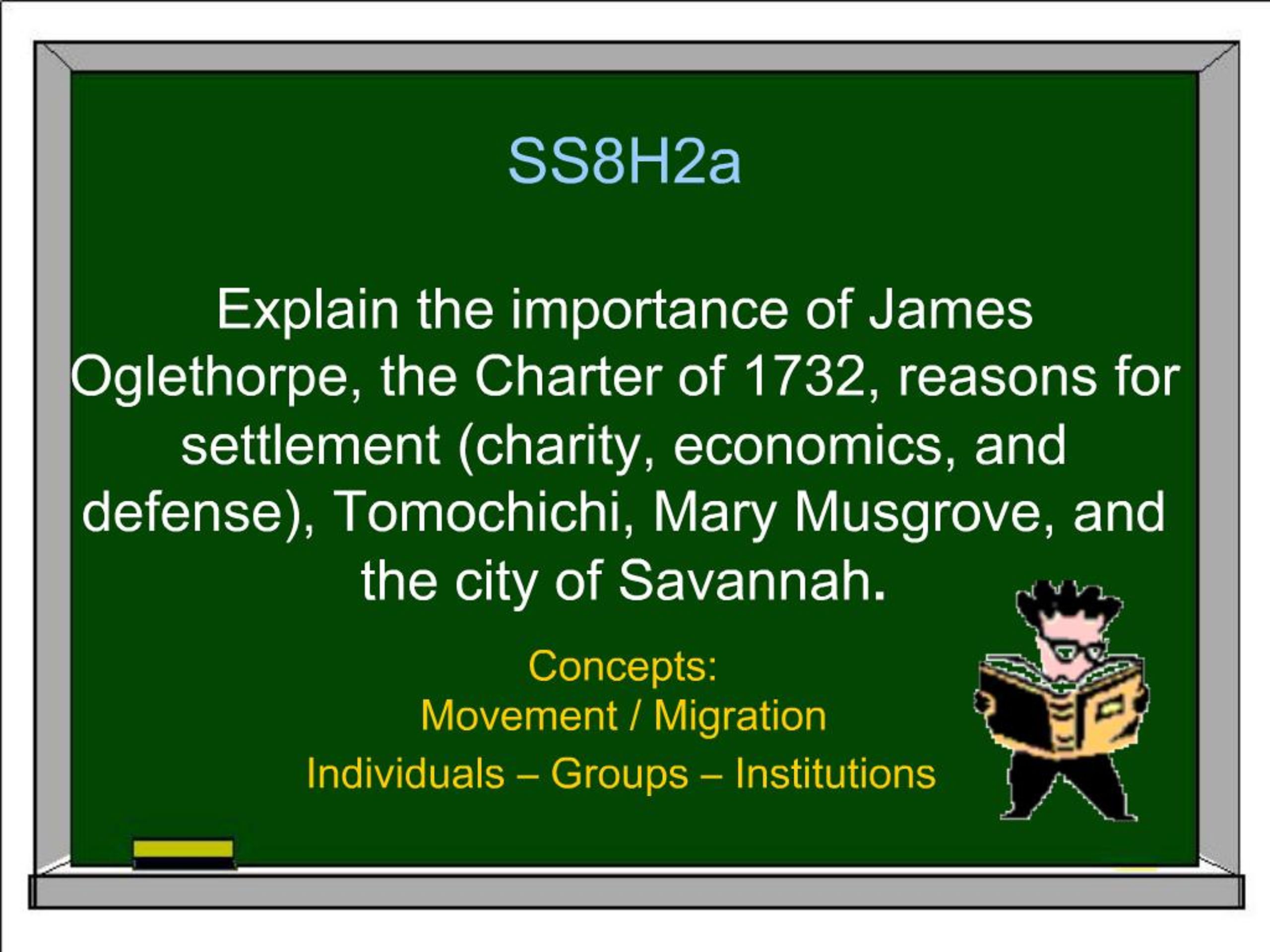 PPT - SS8H2a Explain the importance of James Oglethorpe, the Charter of ...