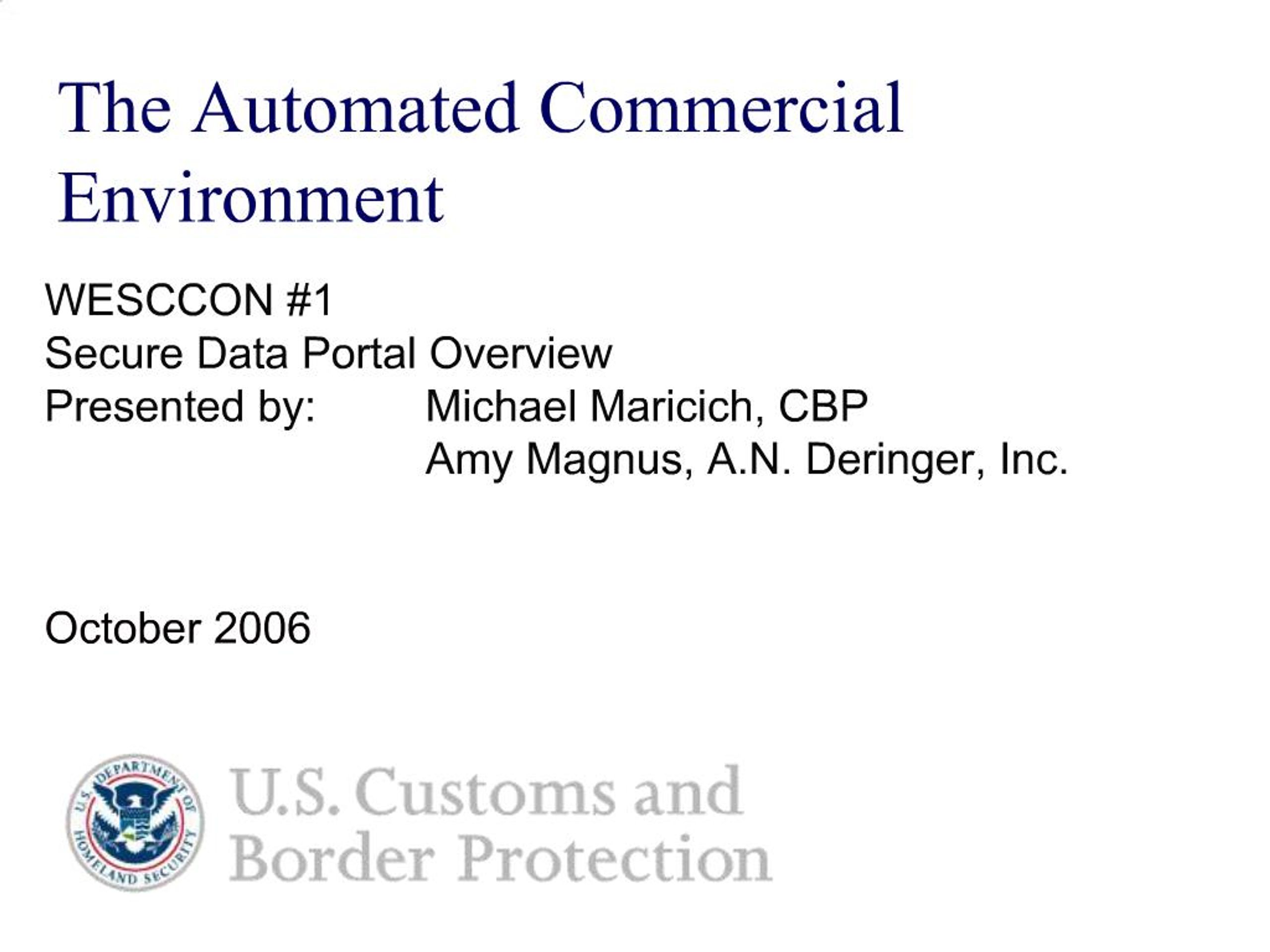 PPT - The Automated Commercial Environment PowerPoint Presentation ...