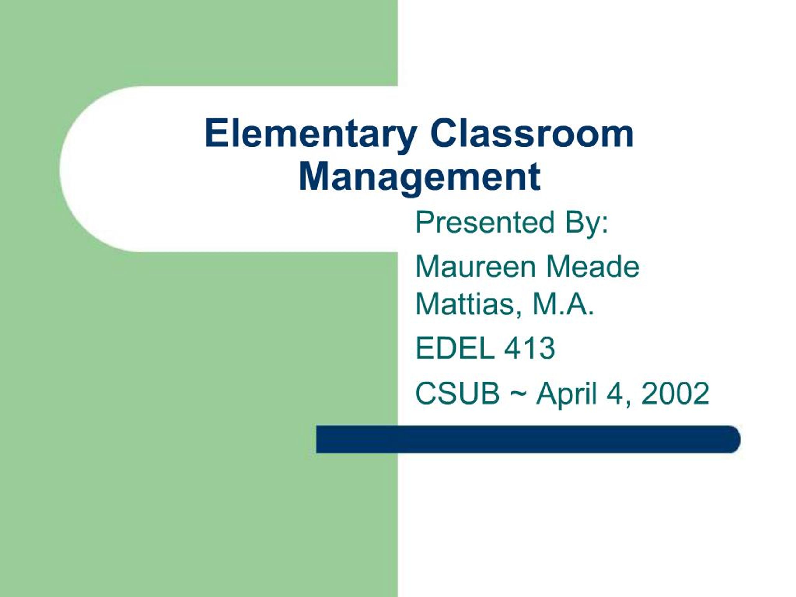 PPT - Elementary Classroom Management PowerPoint Presentation, free ...