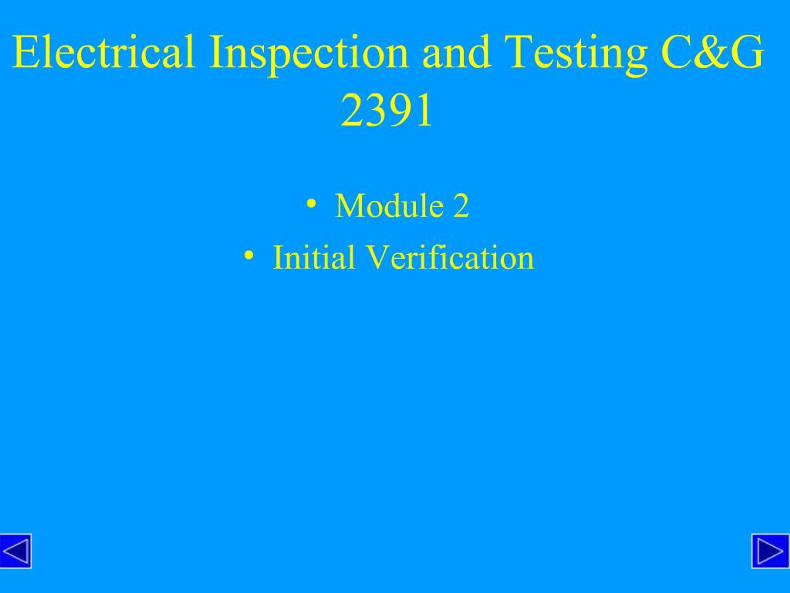 PPT - Electrical Inspection and Testing CG 2391 PowerPoint Presentation ...