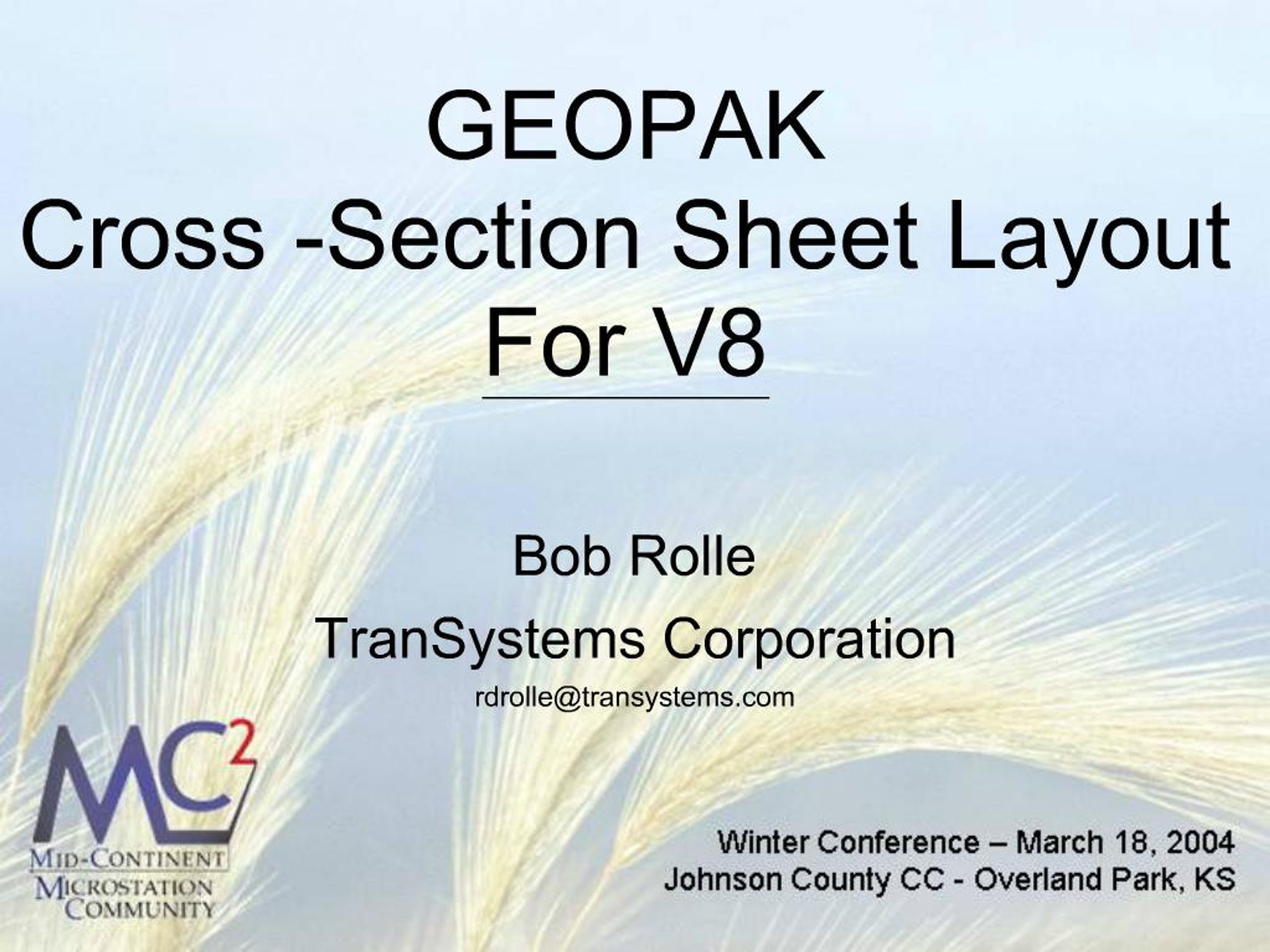 PPT - GEOPAK Cross -Section Sheet Layout For V8 PowerPoint Presentation ...