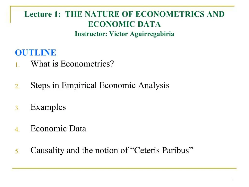 Ppt Lecture 1 The Nature Of Econometrics And Economic Data