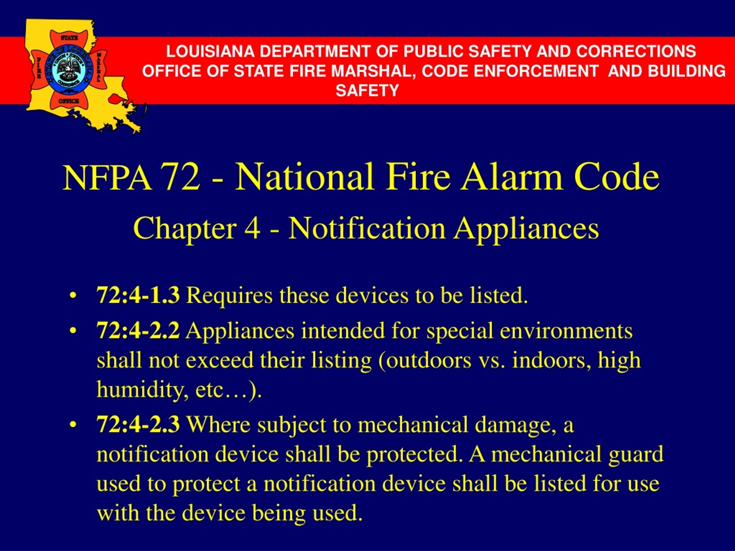 PPT - NFPA 72 - National Fire Alarm Code Chapter 4 - Notification ...
