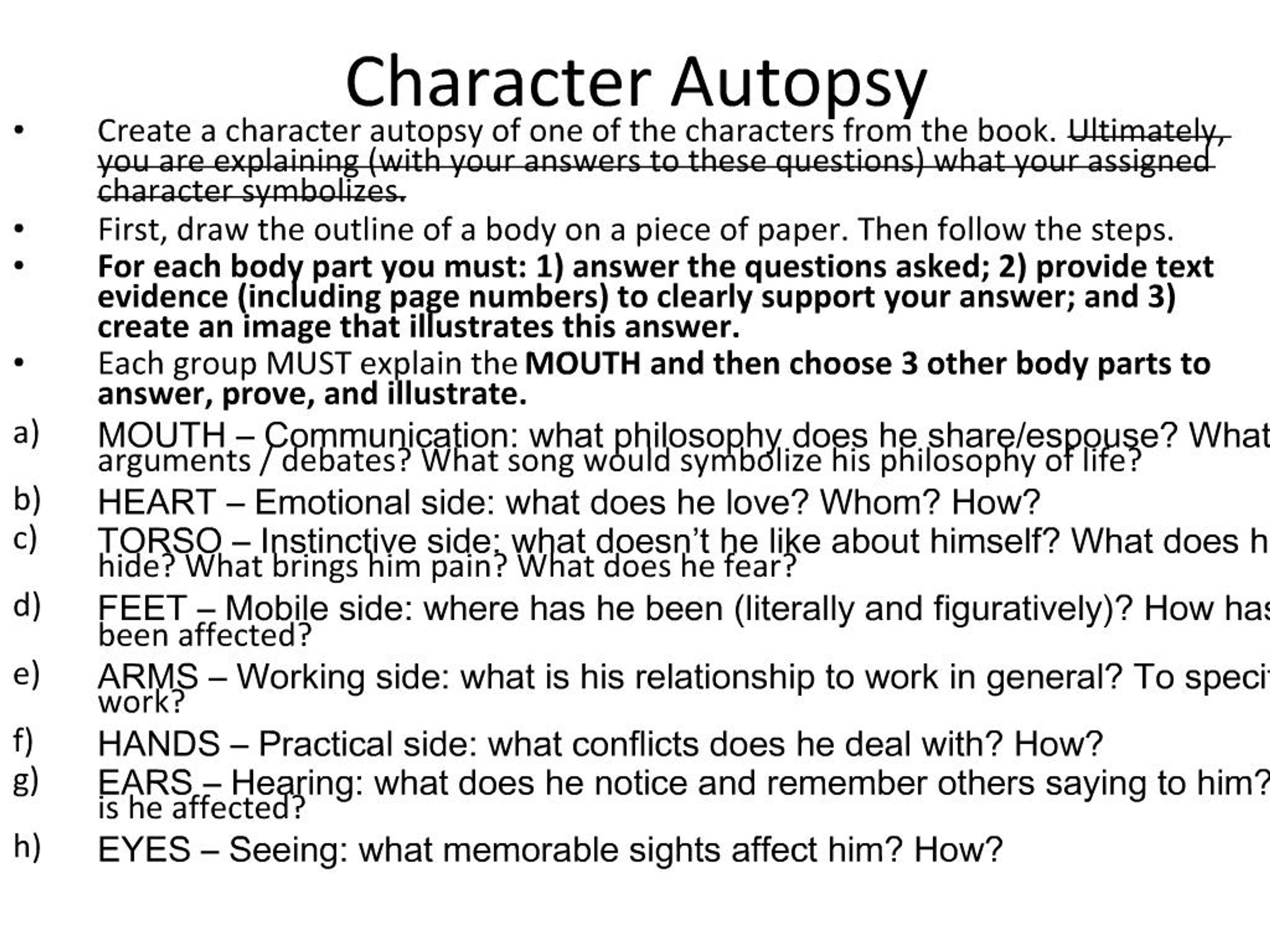 PPT - Character Autopsy PowerPoint Presentation, free download - ID:309288
