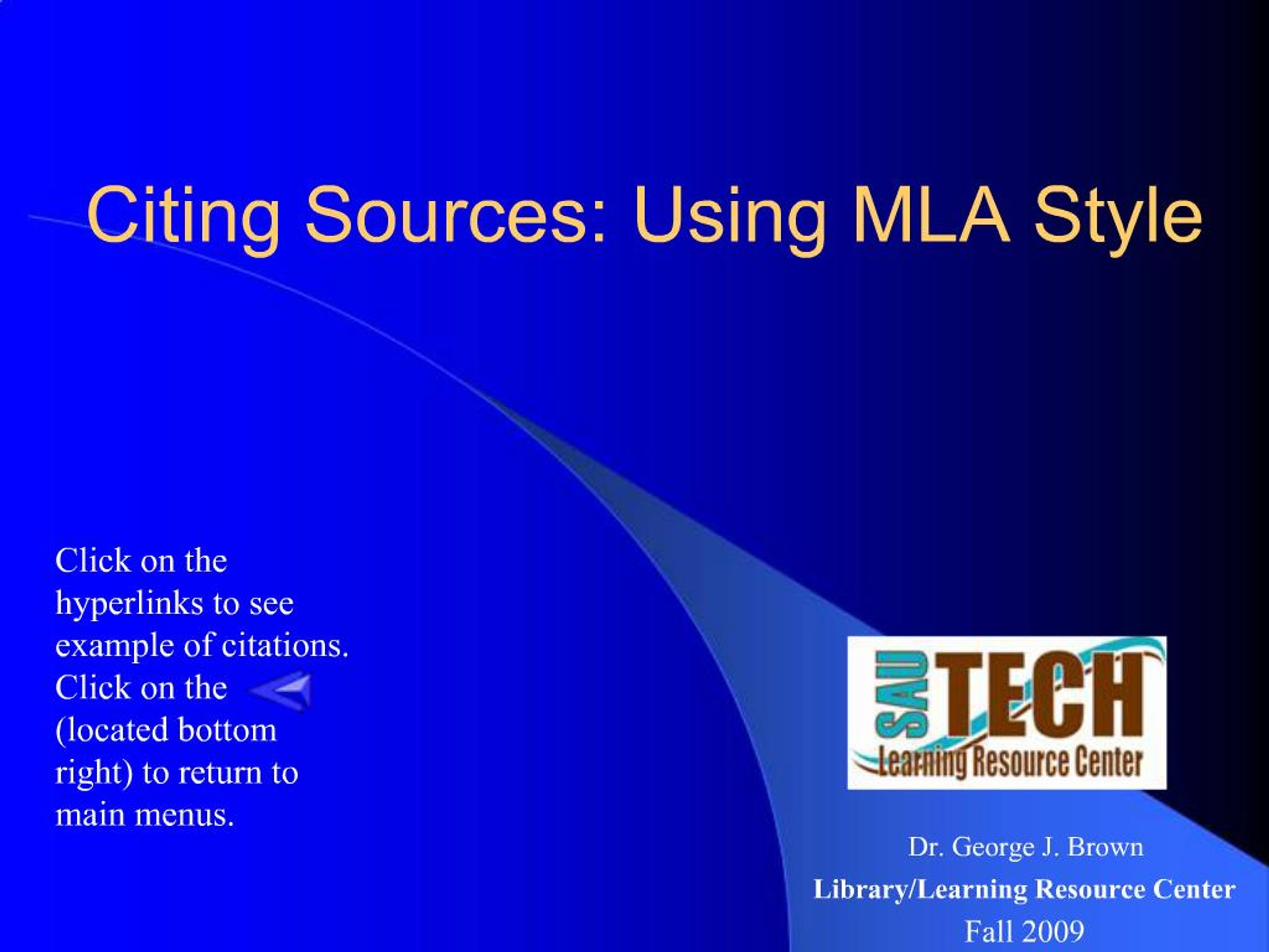 PPT - Citing Sources: Using MLA Style PowerPoint Presentation, free ...