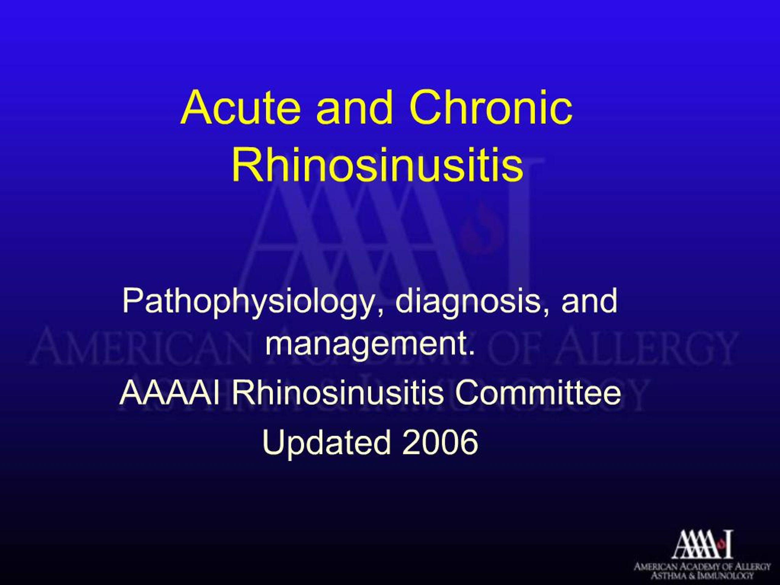PPT - Acute and Chronic Rhinosinusitis PowerPoint Presentation, free ...