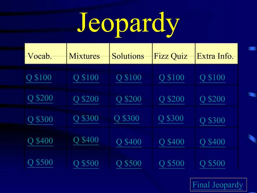 PPT - Jeopardy PowerPoint Presentation, free download - ID:333239