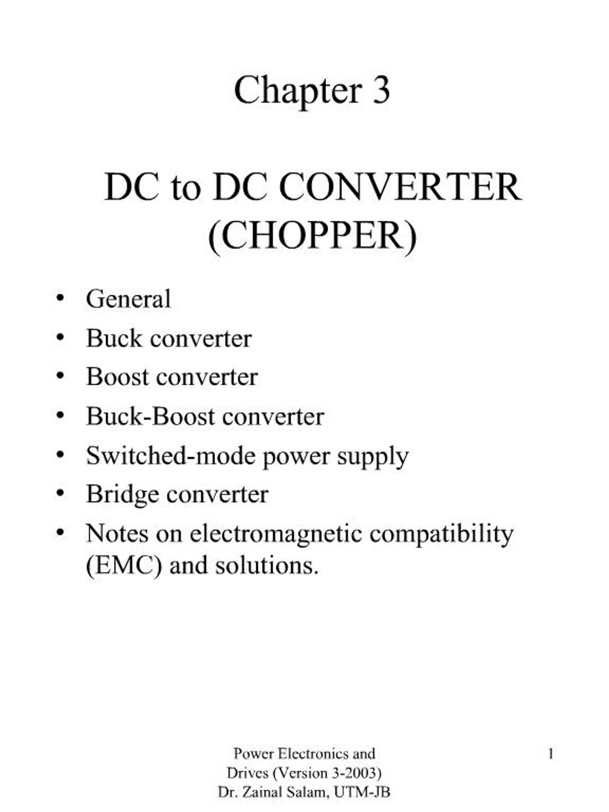 PPT - Chapter 3 DC to DC CONVERTER CHOPPER PowerPoint Presentation ...