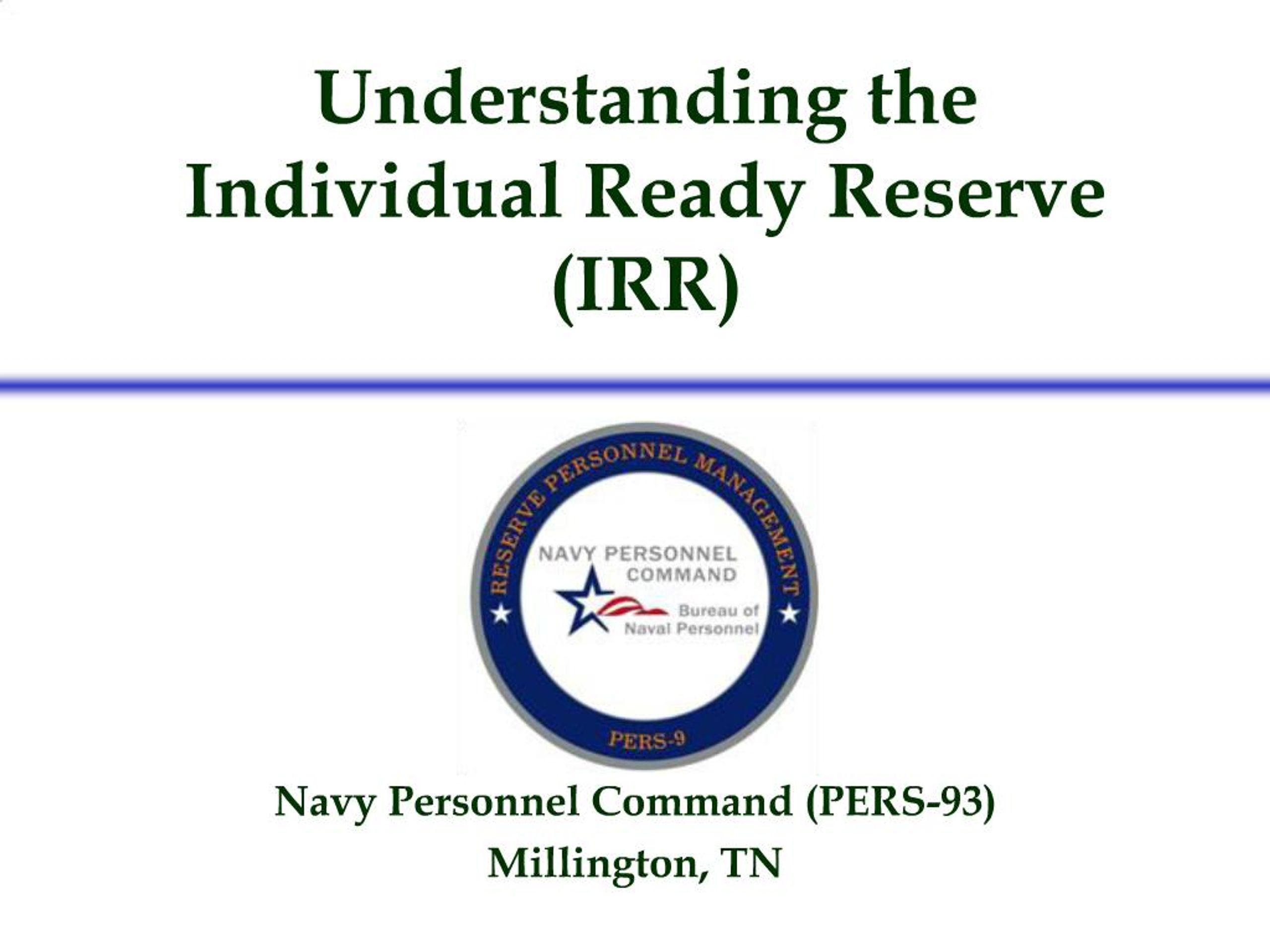 PPT - Understanding the Individual Ready Reserve IRR PowerPoint ...