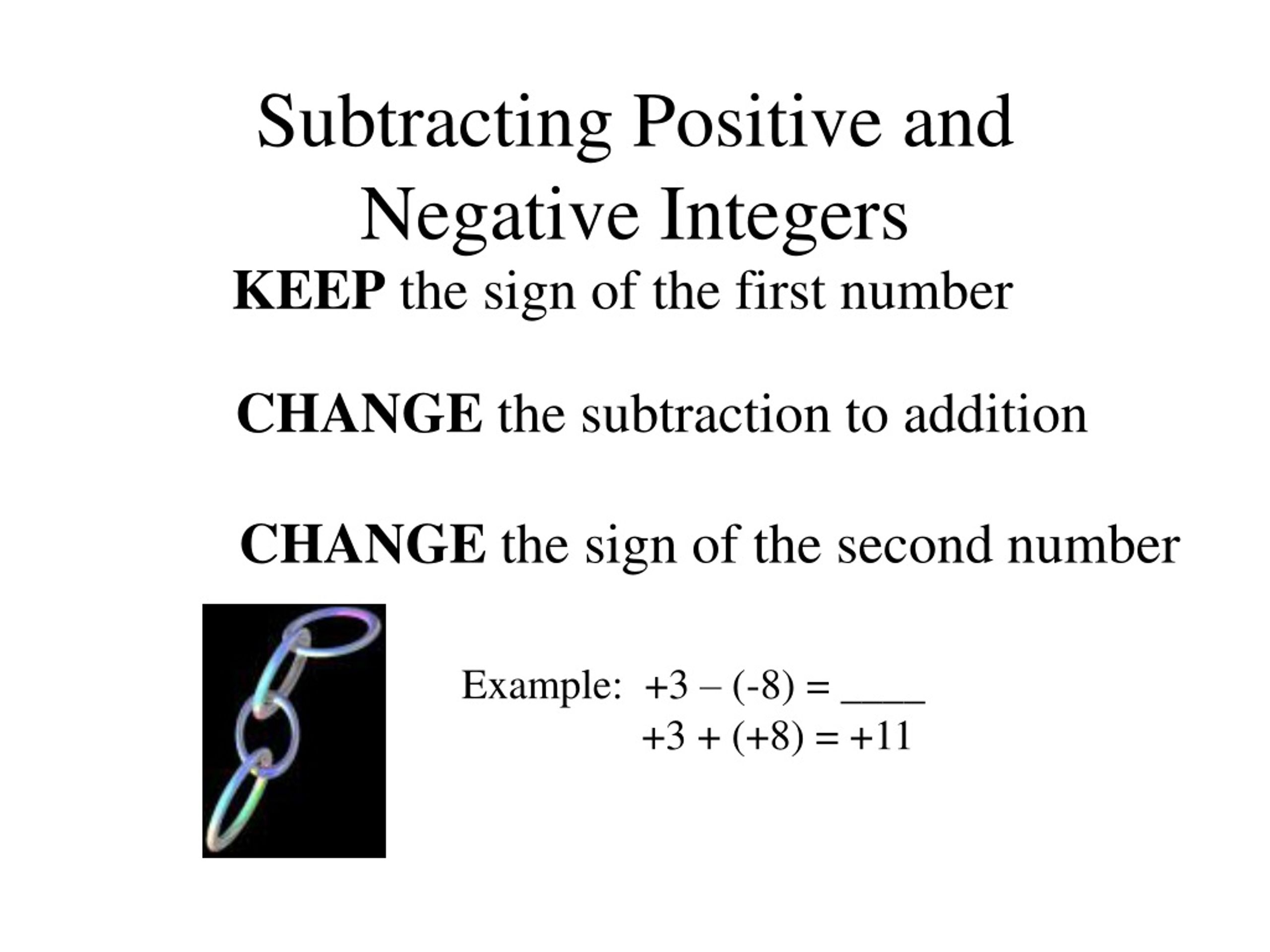 PPT - Subtracting Positive and Negative Integers PowerPoint ...