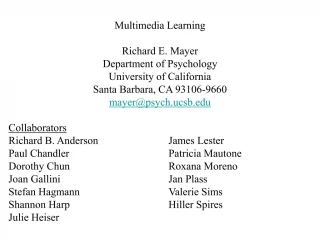 PPT - Cognitive Theory of Multimedia Learning – Richard E. Mayer ...