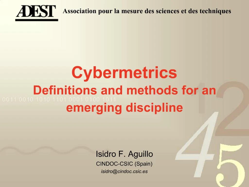 PPT - Cybermetrics Definitions and methods for an emerging discipline ...