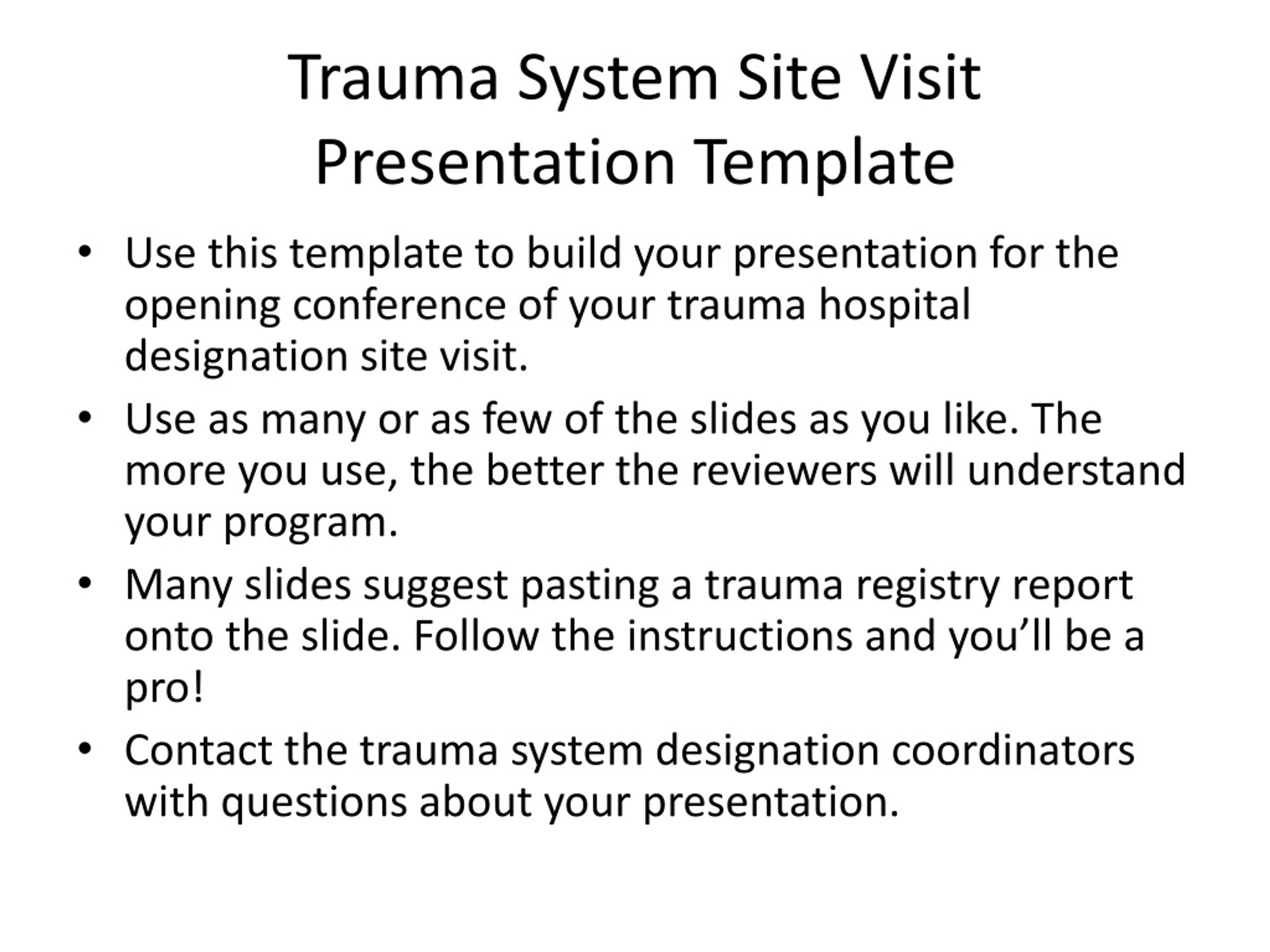 PPT - Trauma System Site Visit Presentation Template PowerPoint ...