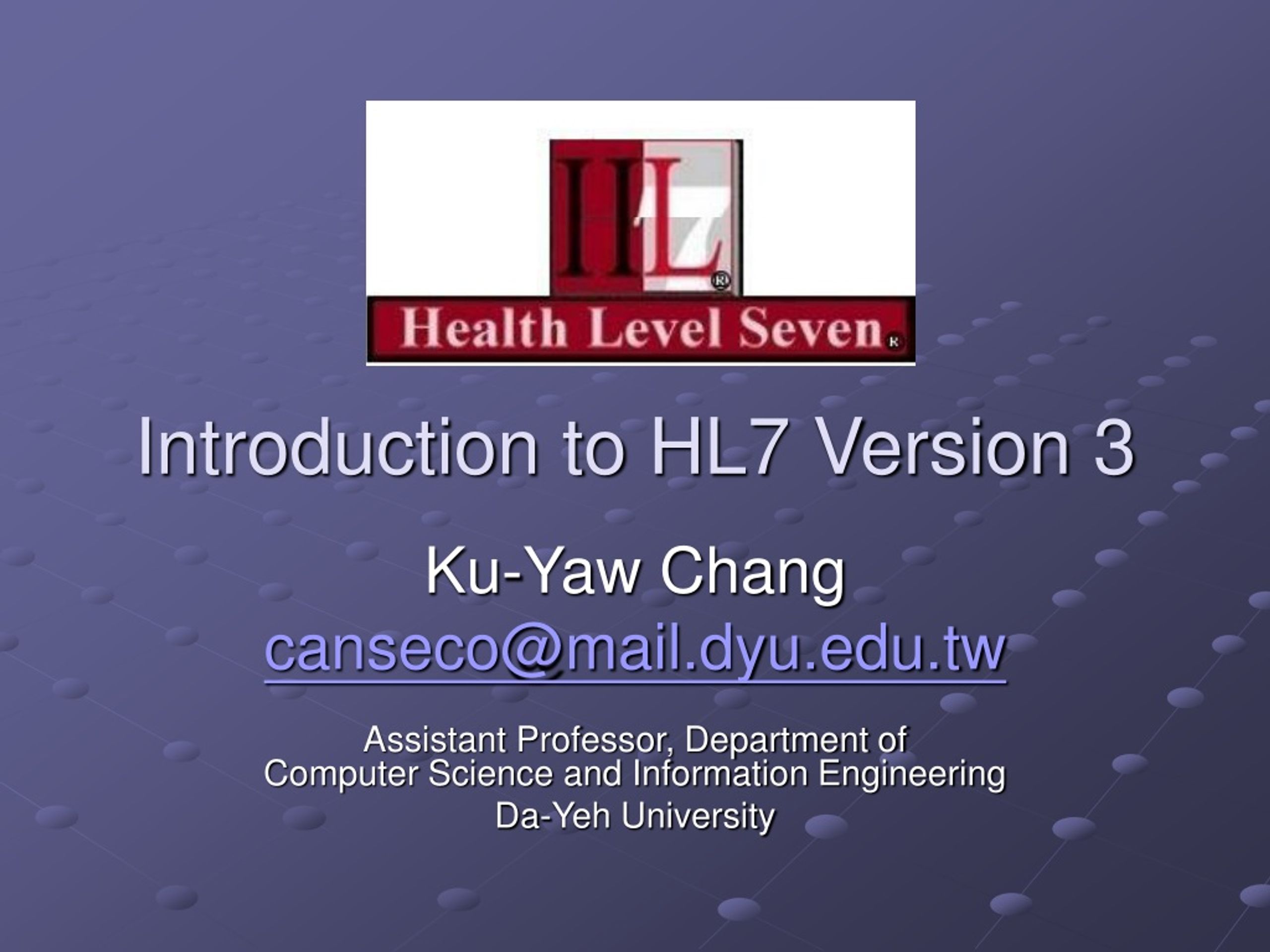 PPT - Introduction to HL7 Version 3 PowerPoint Presentation, free ...