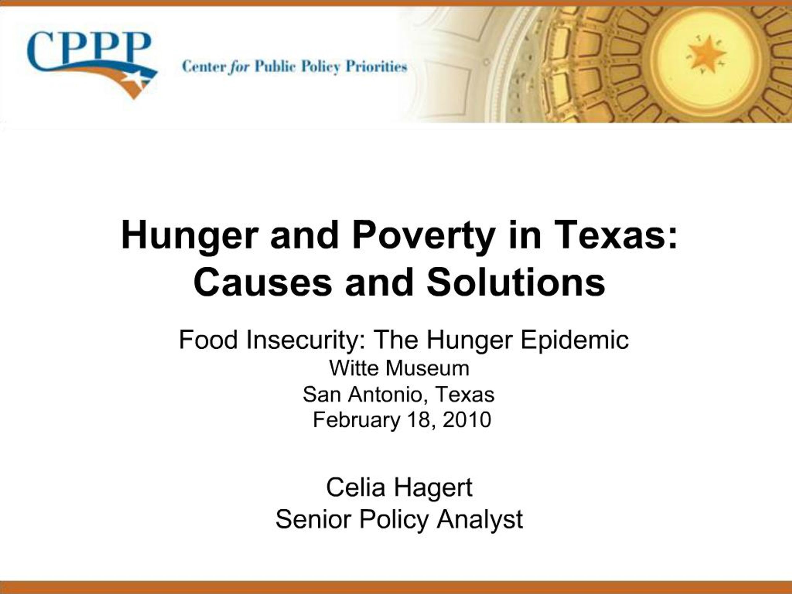 PPT - Hunger and Poverty in Texas: Causes and Solutions Food Insecurity ...