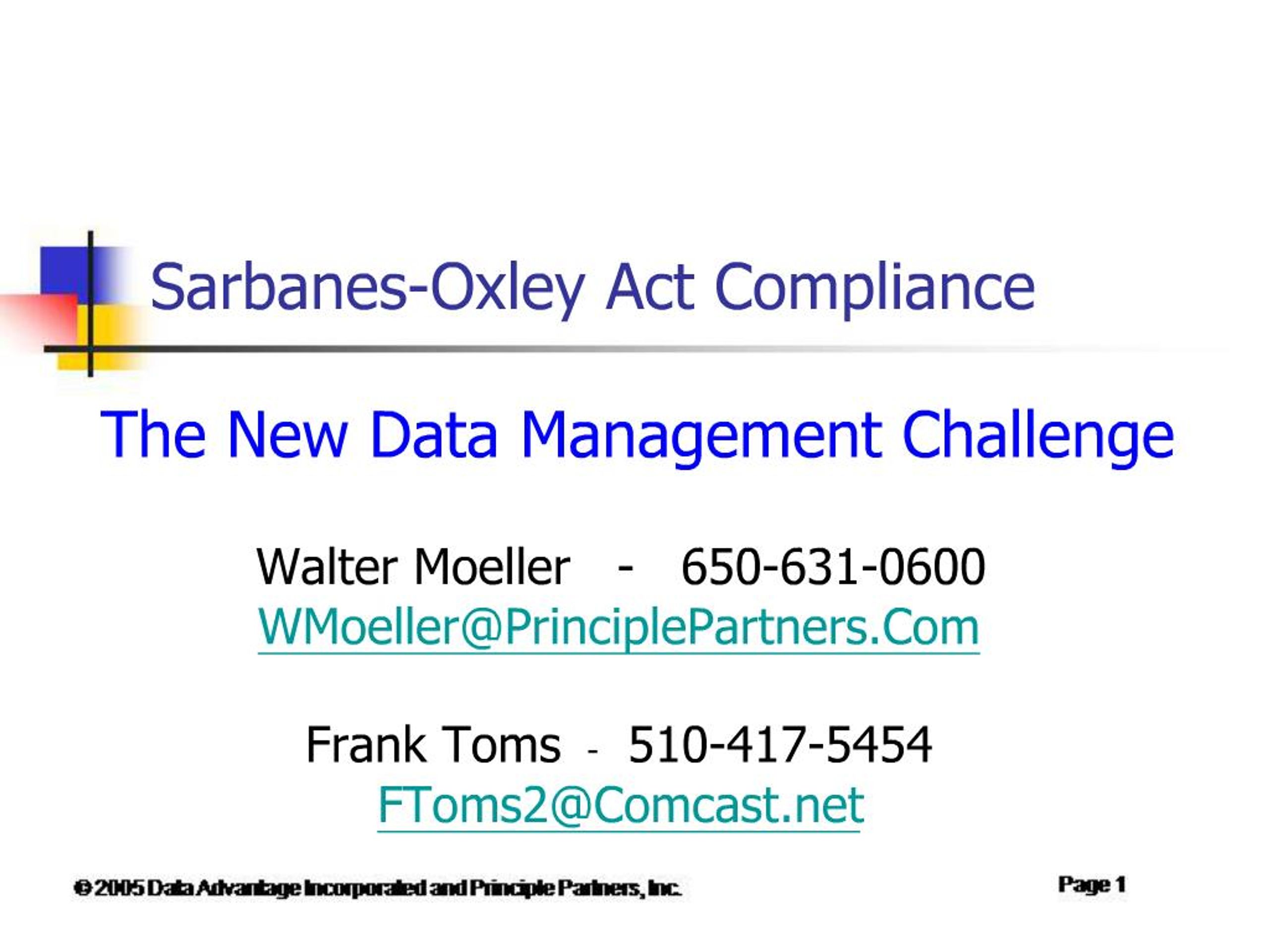 PPT - Sarbanes-Oxley Act Compliance PowerPoint Presentation, free ...